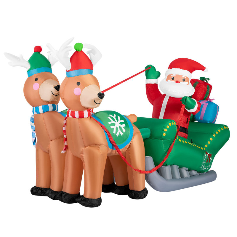 The Holiday Aisle® Emila Christmas Inflatable Santa on Sleigh with ...