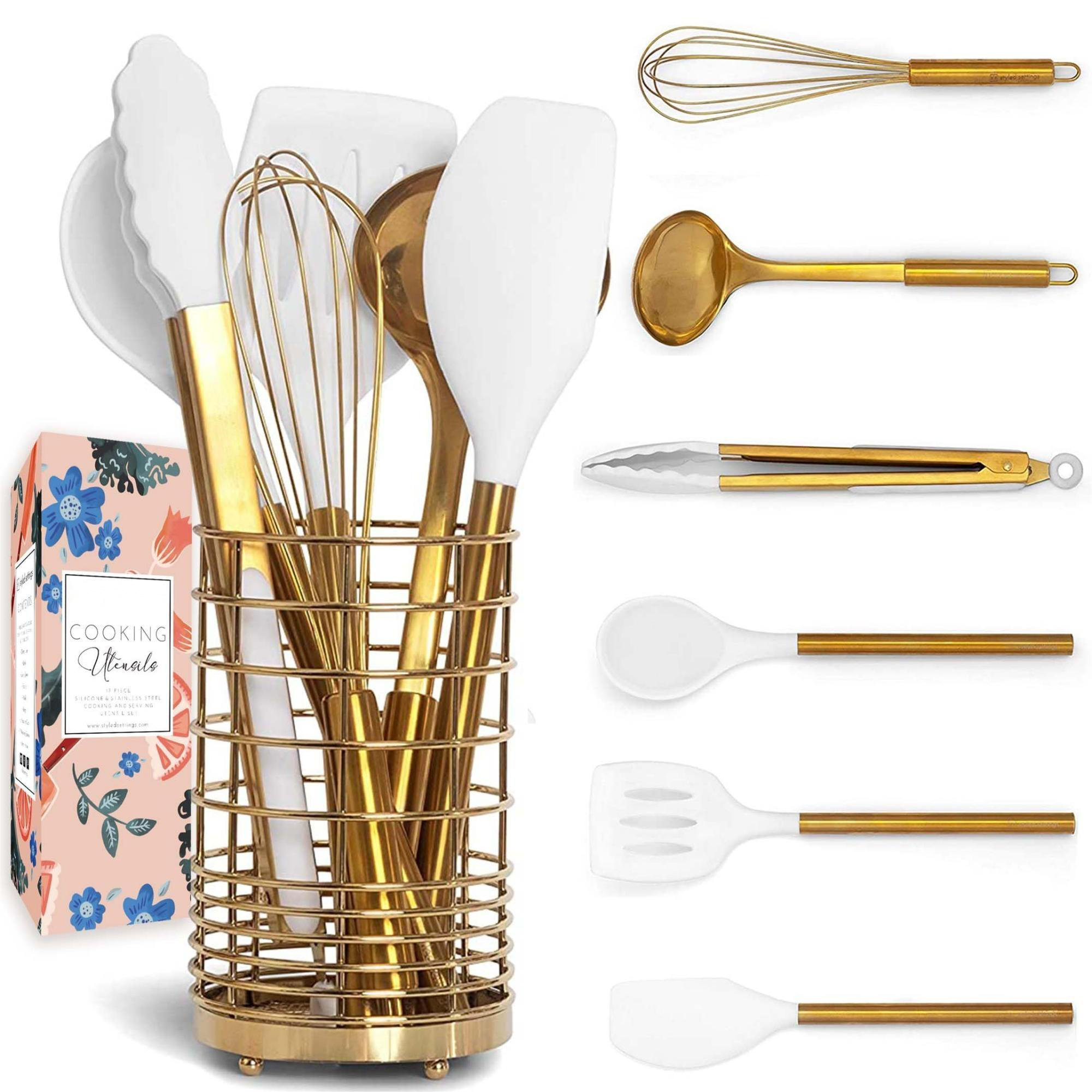 SHIRLEY'S OFFICE FURNITURE, LLC Gold Kitchen Utensils Set - 7PC Set ...