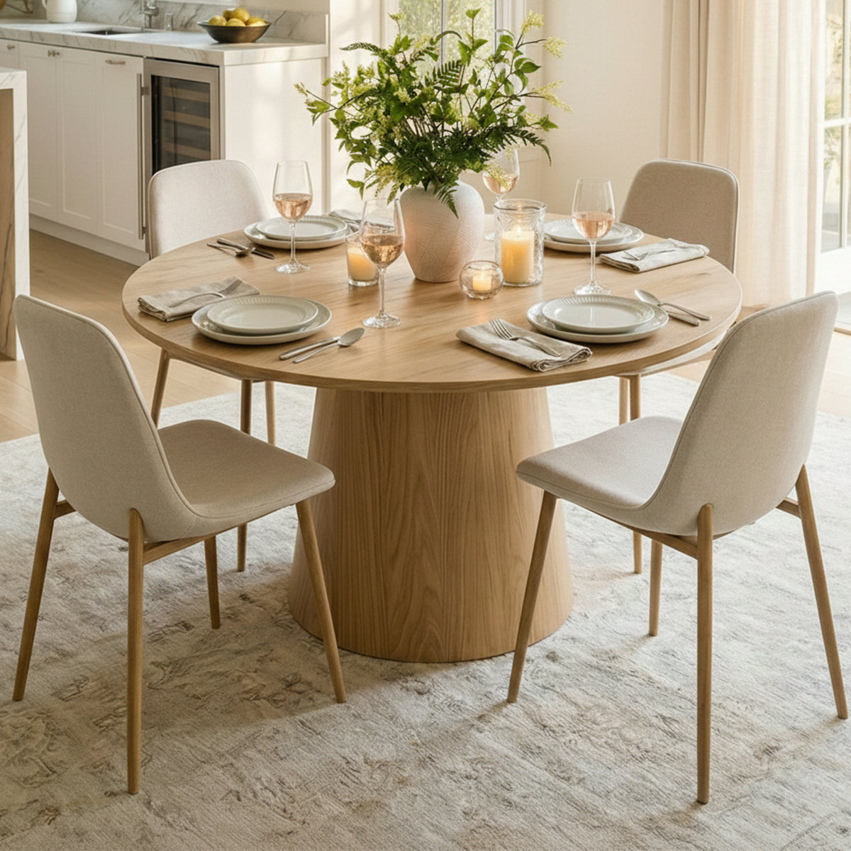 George Oliver 4 - Person Dining Table Sets With 52'' Round Table & 4 ...