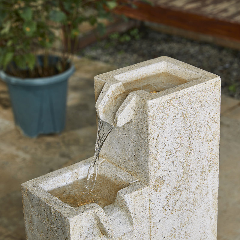 Ivy Bronx Keyleigh Outdoor Weather Resistant Floor Fountain with Light ...