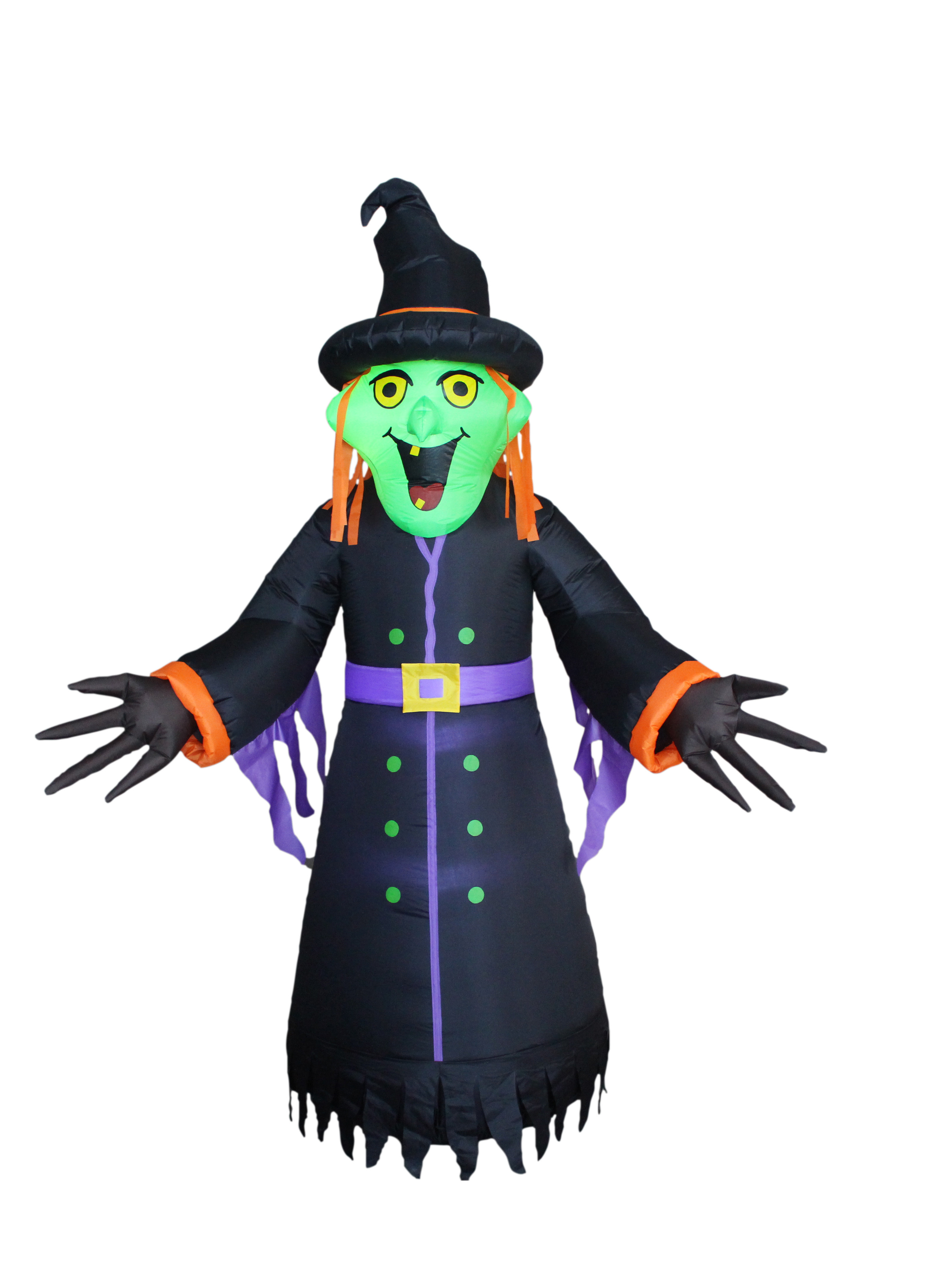 The Holiday Aisle® 8 Foot Tall Lighted Happy Halloween Inflatable Witch ...
