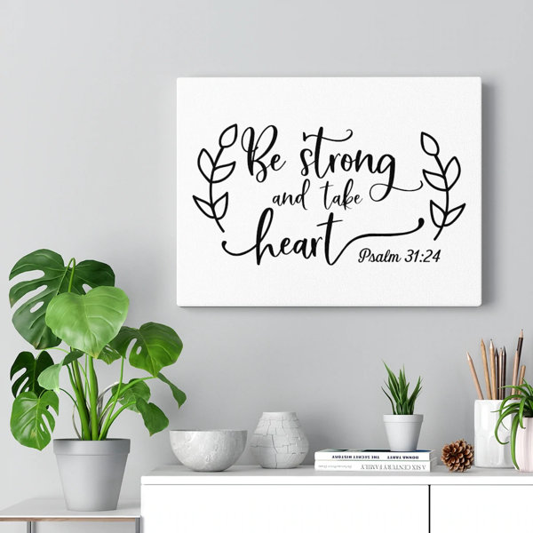 Blue Elephant Be Strong And Take Heart Psalm 31:24 - Wrapped Canvas ...