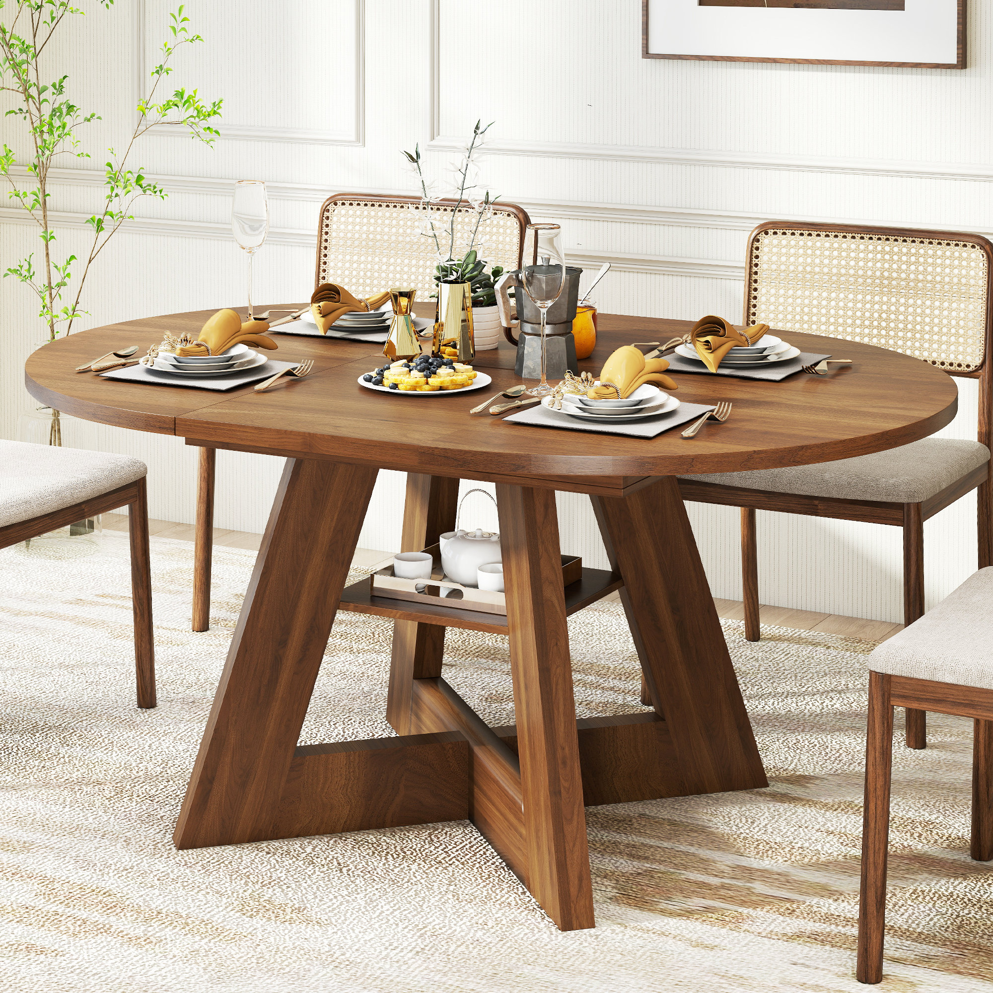 round extendable dining table 4 6