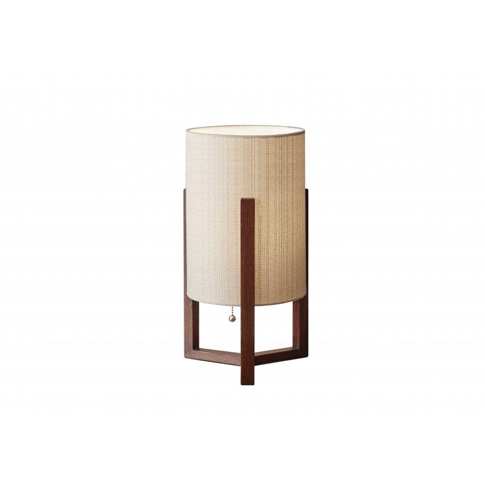 Corrigan Studio® Nesbit 17" Brown Solid Wood Bedside Table Lamp With ...