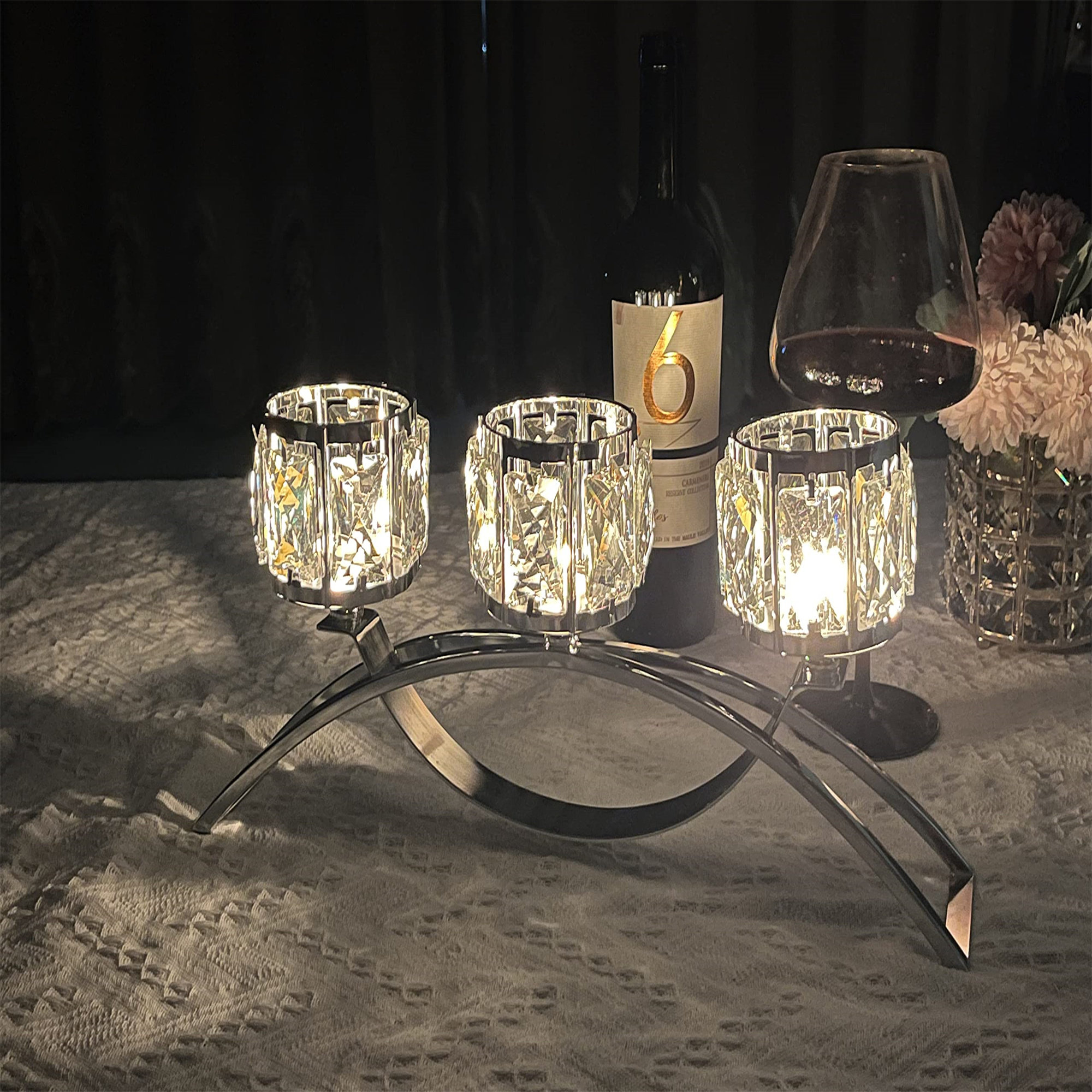 Fairmont Park 3 Arms Crystal Bowl Tealight Candelabra Votive Candle ...