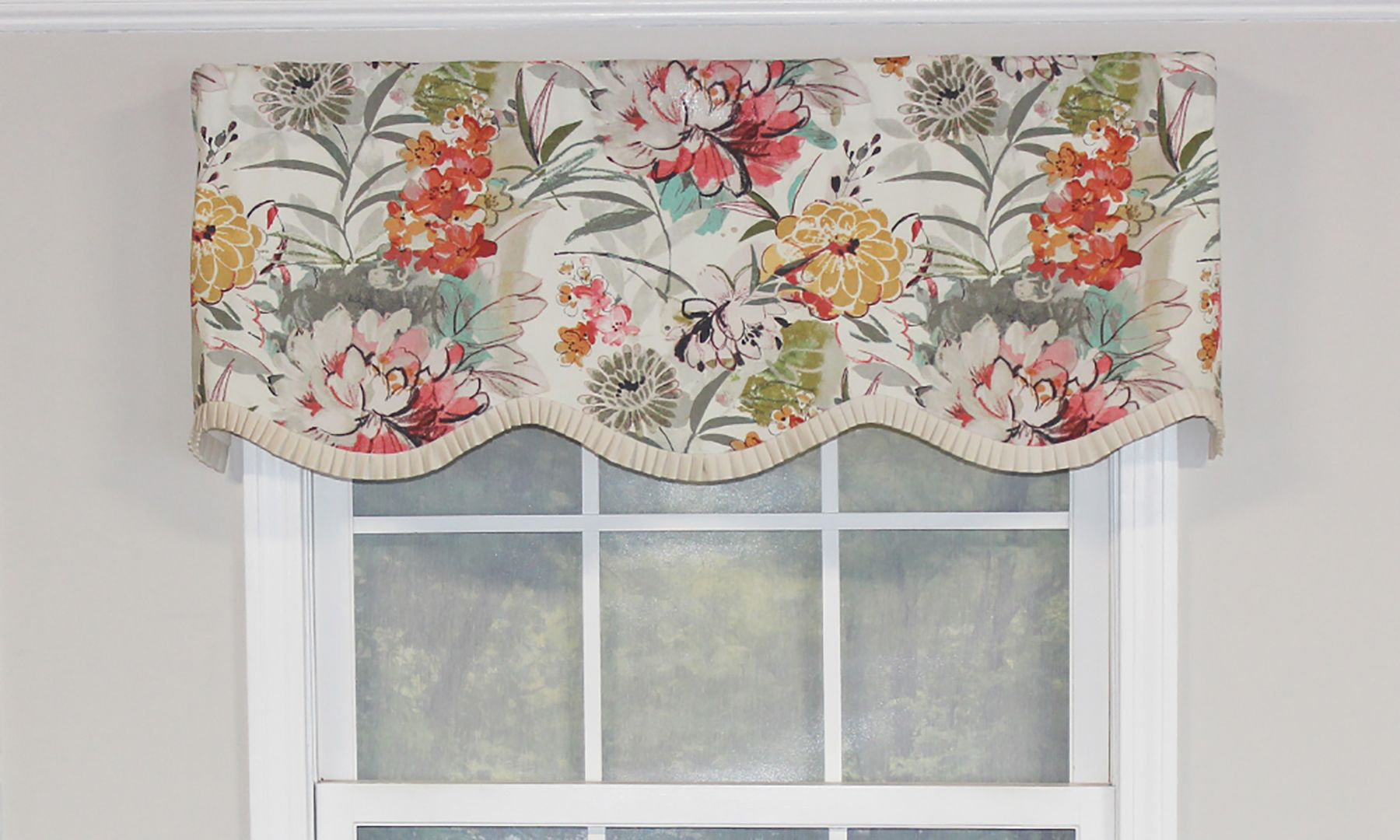 RLF Home Kira Ruffle Provance Valance Color Red/Green/Orange | Wayfair