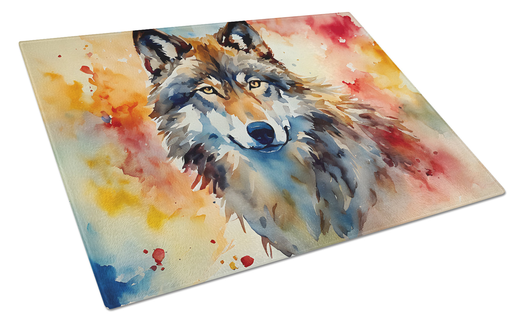 Caroline's Treasures Wolves Wolf Glass Cutting Board Large | Wayfair