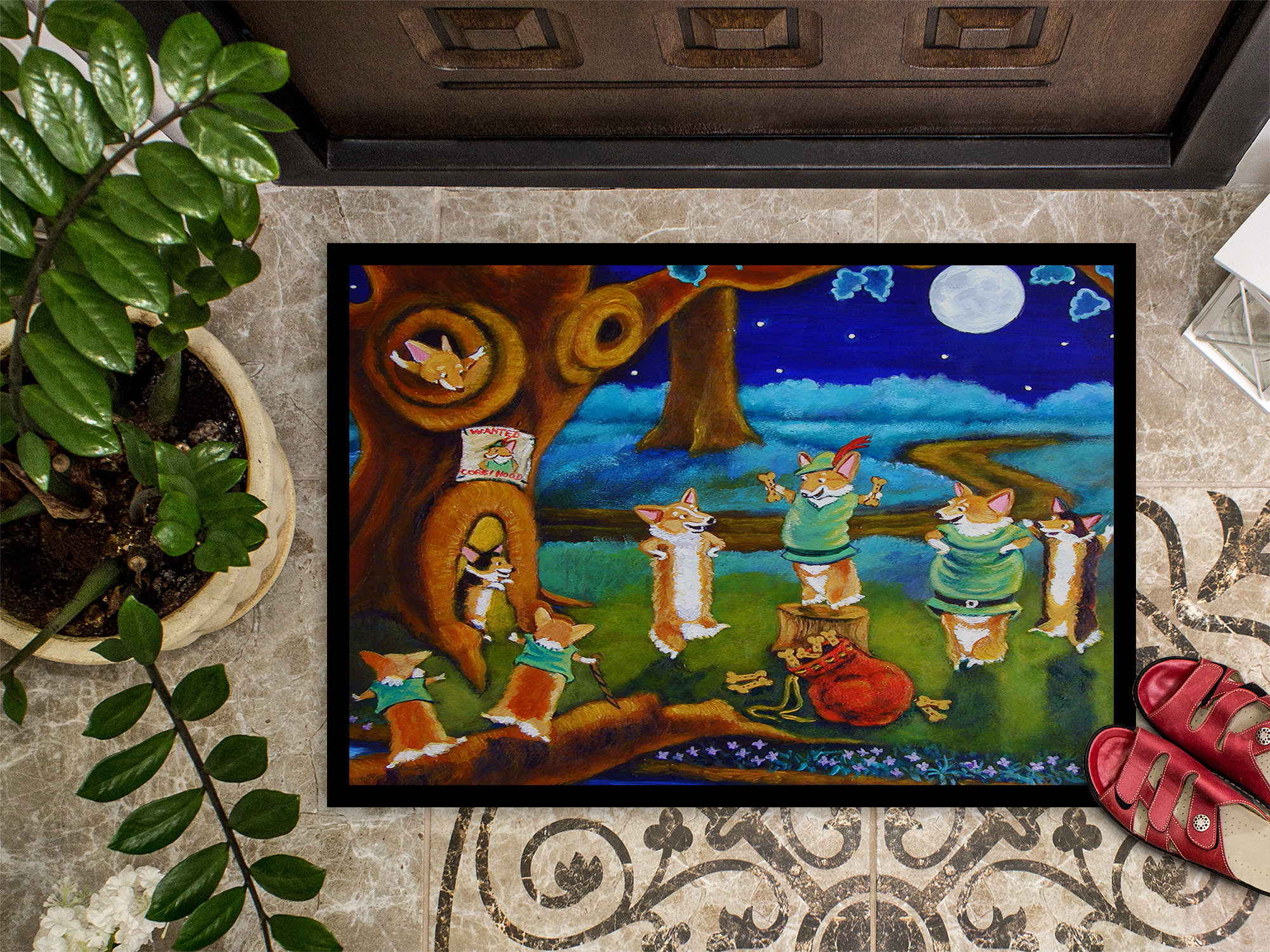 Caroline's Treasures Corgi Robin Hood Non-Slip Outdoor Door Mat | Wayfair