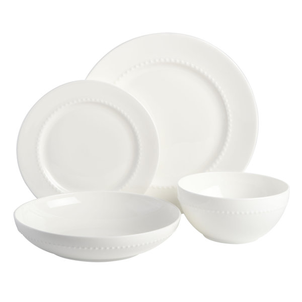 Gibson Elite Embossed Bone China Double Bowl Dinnerware Set, 16 Piece ...
