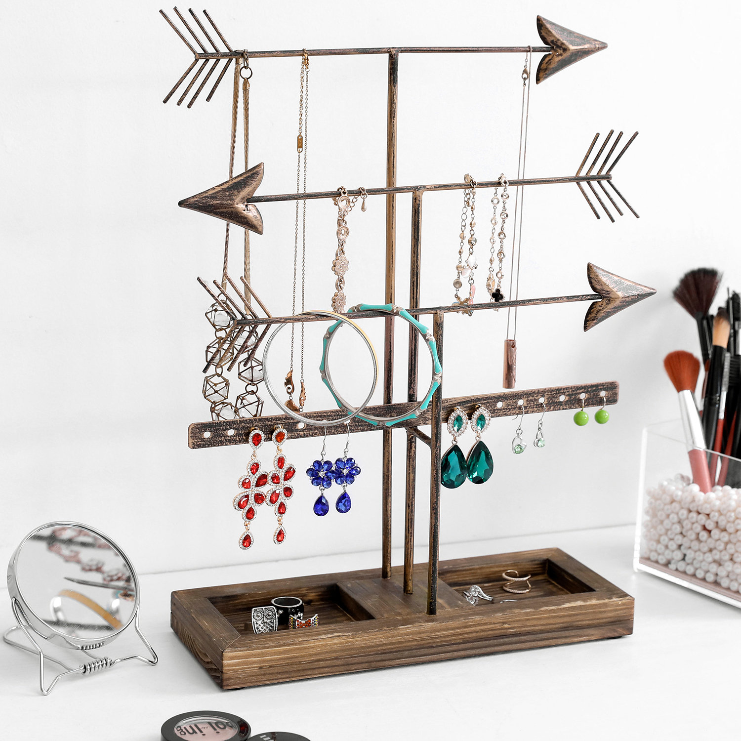 Union Rustic Wood Jewelry Stand | Wayfair