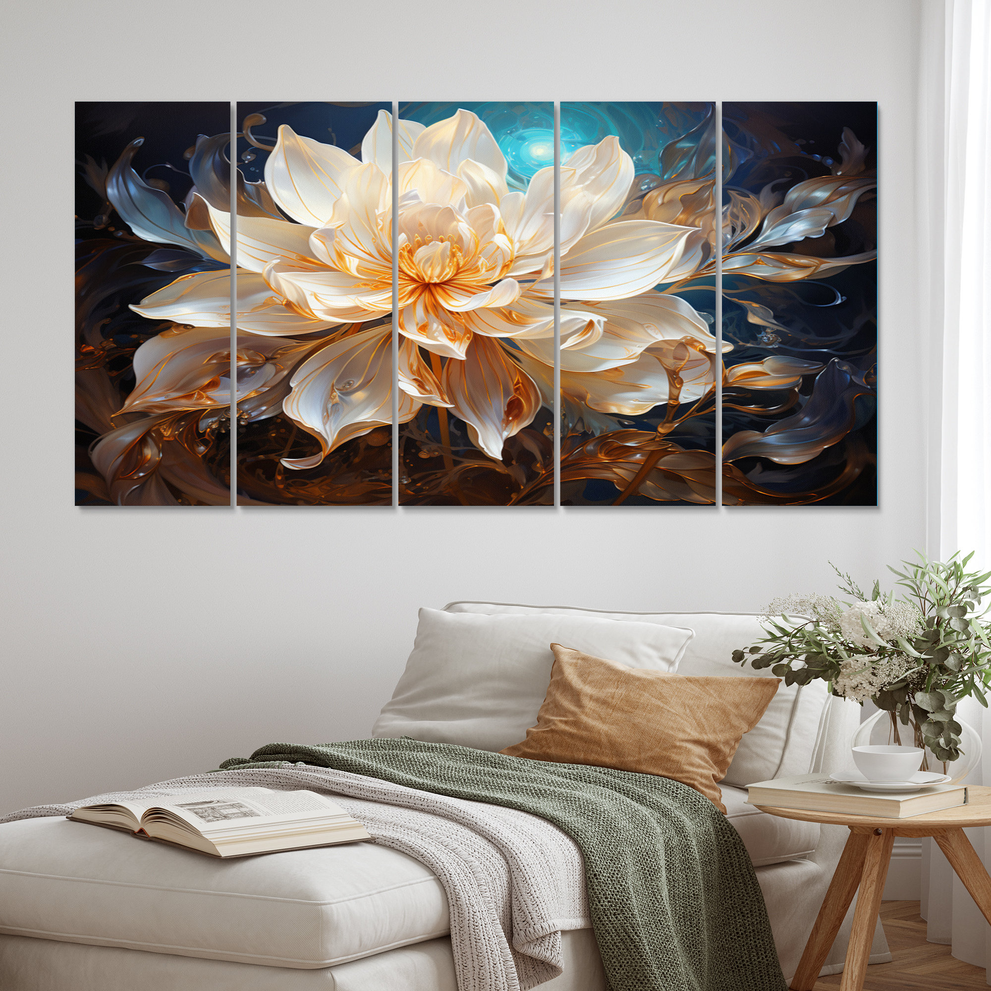 Design Art Beige Teal Abstract Fractal Transcendent Illumination ...