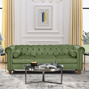 House of Hampton® Jumal 79.8'' Velvet Rolled Arms Chesterfield Sofa ...