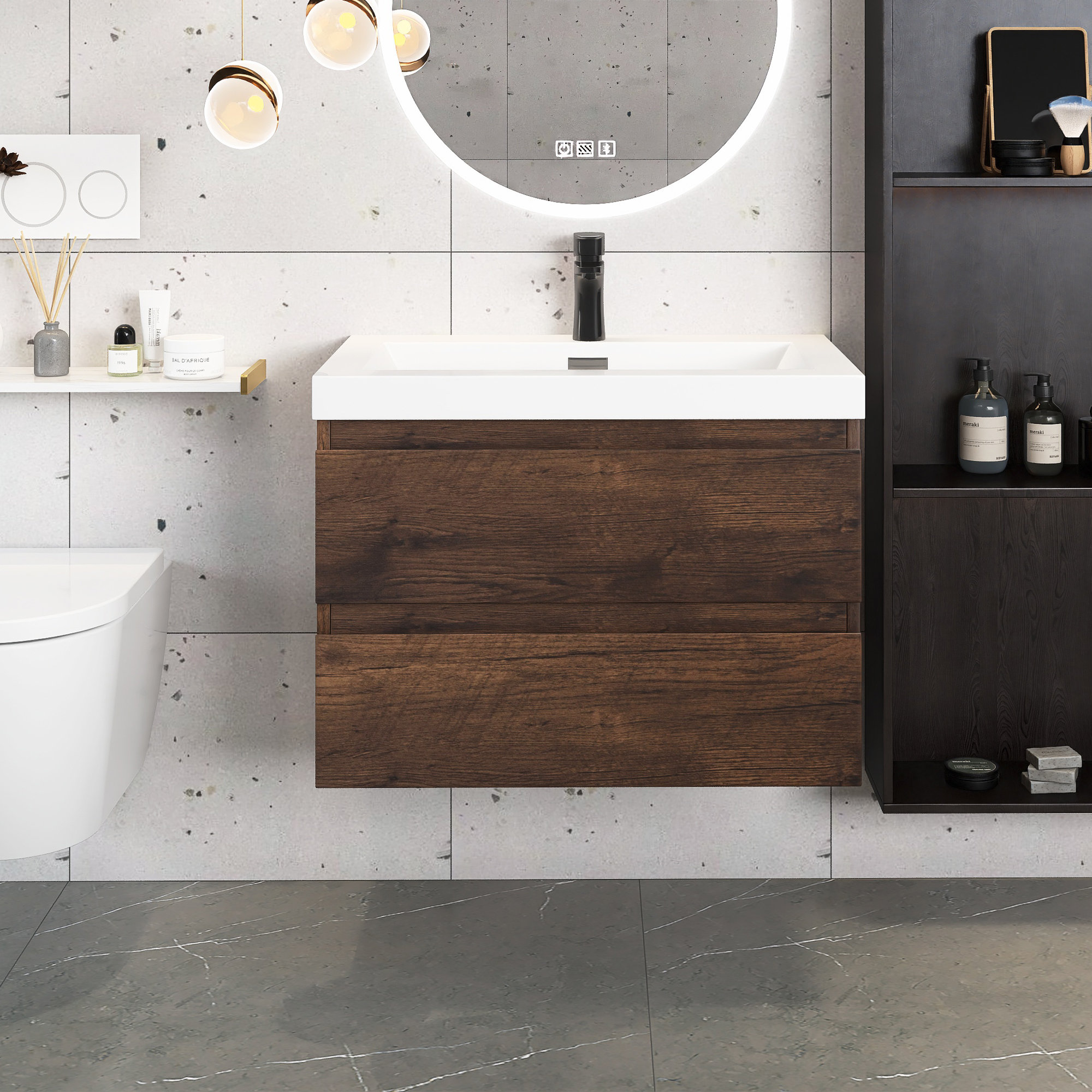 Latitude Run® Linaker 30'' Single Sink Wall-Mounted Bathroom Vanity ...