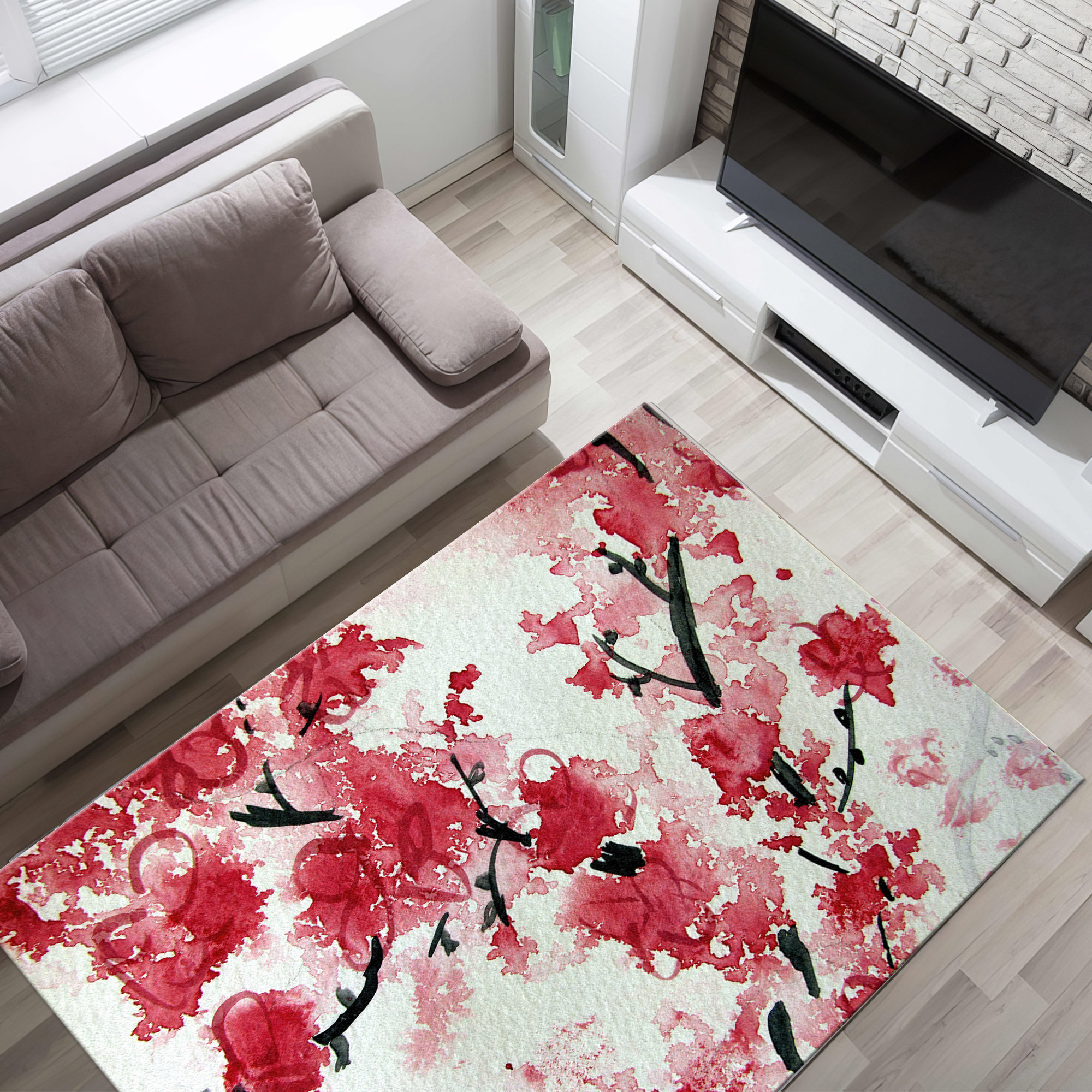 kayra export Vibrant Floral Pattern Non Woven Thin Type Printed Rug ...