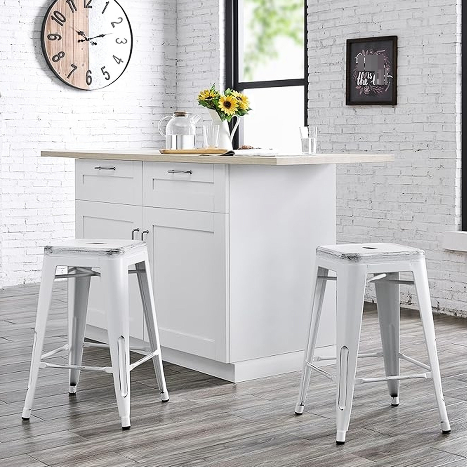 17 Stories Contemporary Backless Metal Bar Stools ( Of 2), 24" Seat ...