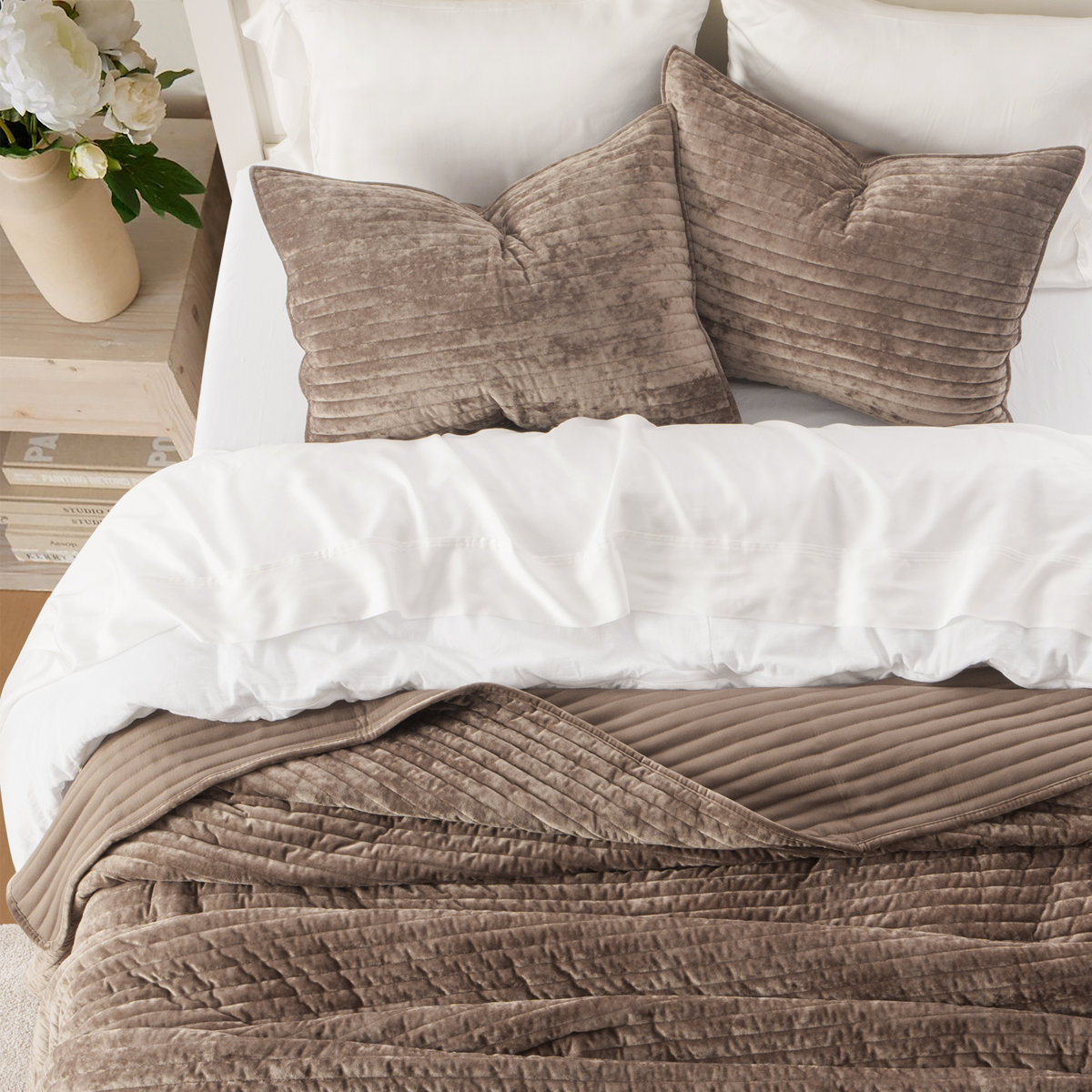 EverGrace Luxe Velvet Channel Quilt Set | Wayfair