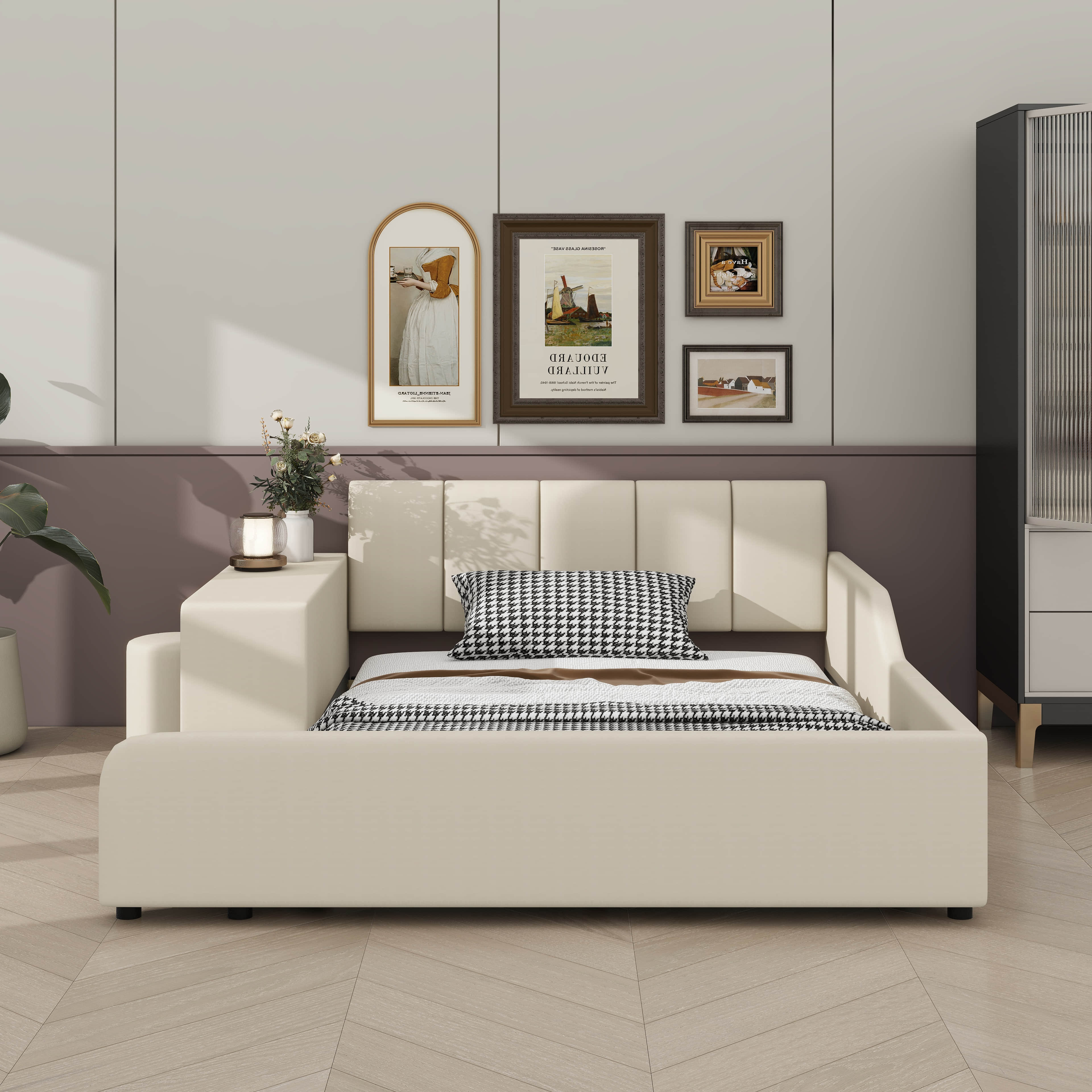 Latitude Run® Full Size Grounded Bed With Upholstered Design, Combined ...