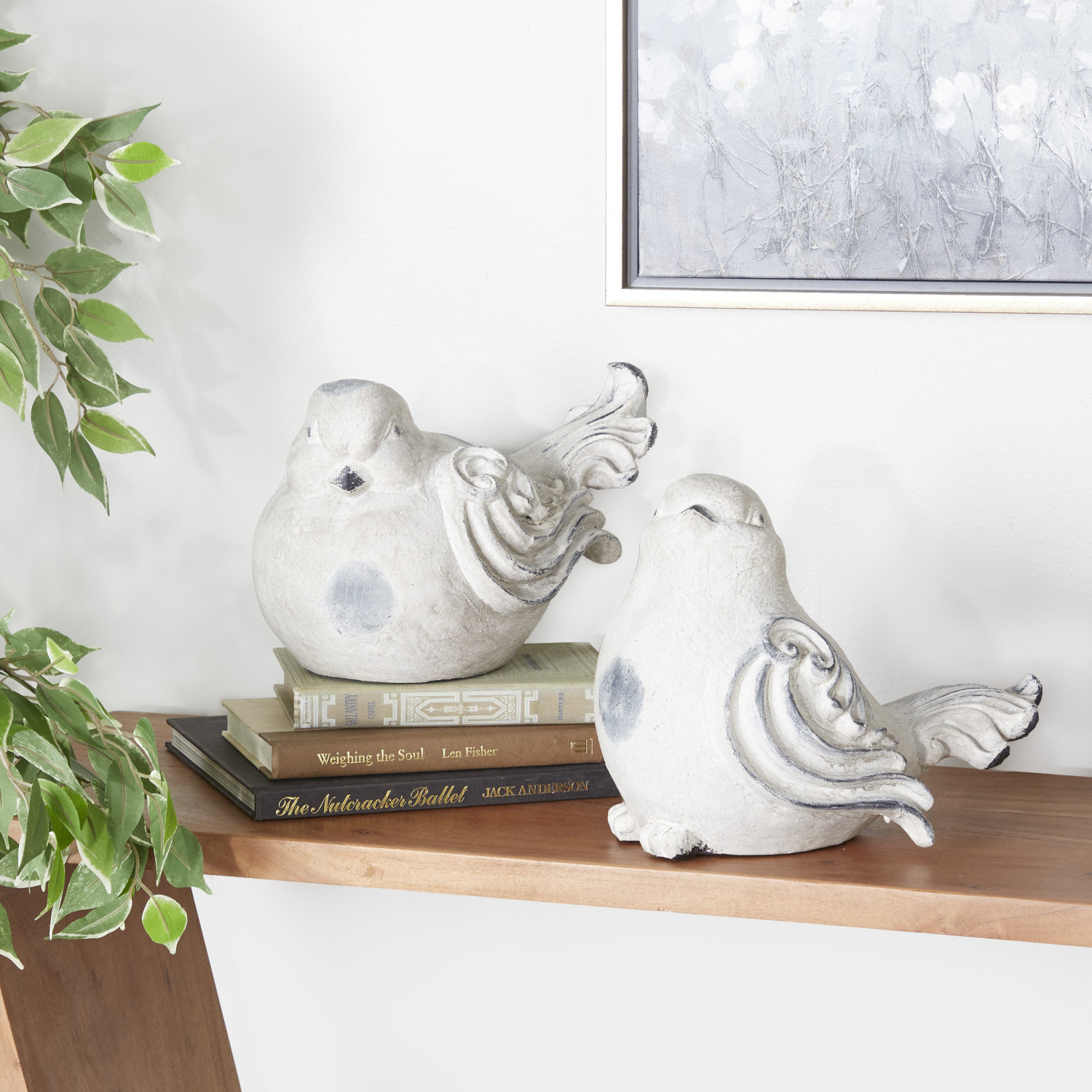 August Grove® Adeola 2 Pieces Polystone Garden Bird Sculpture Set ...