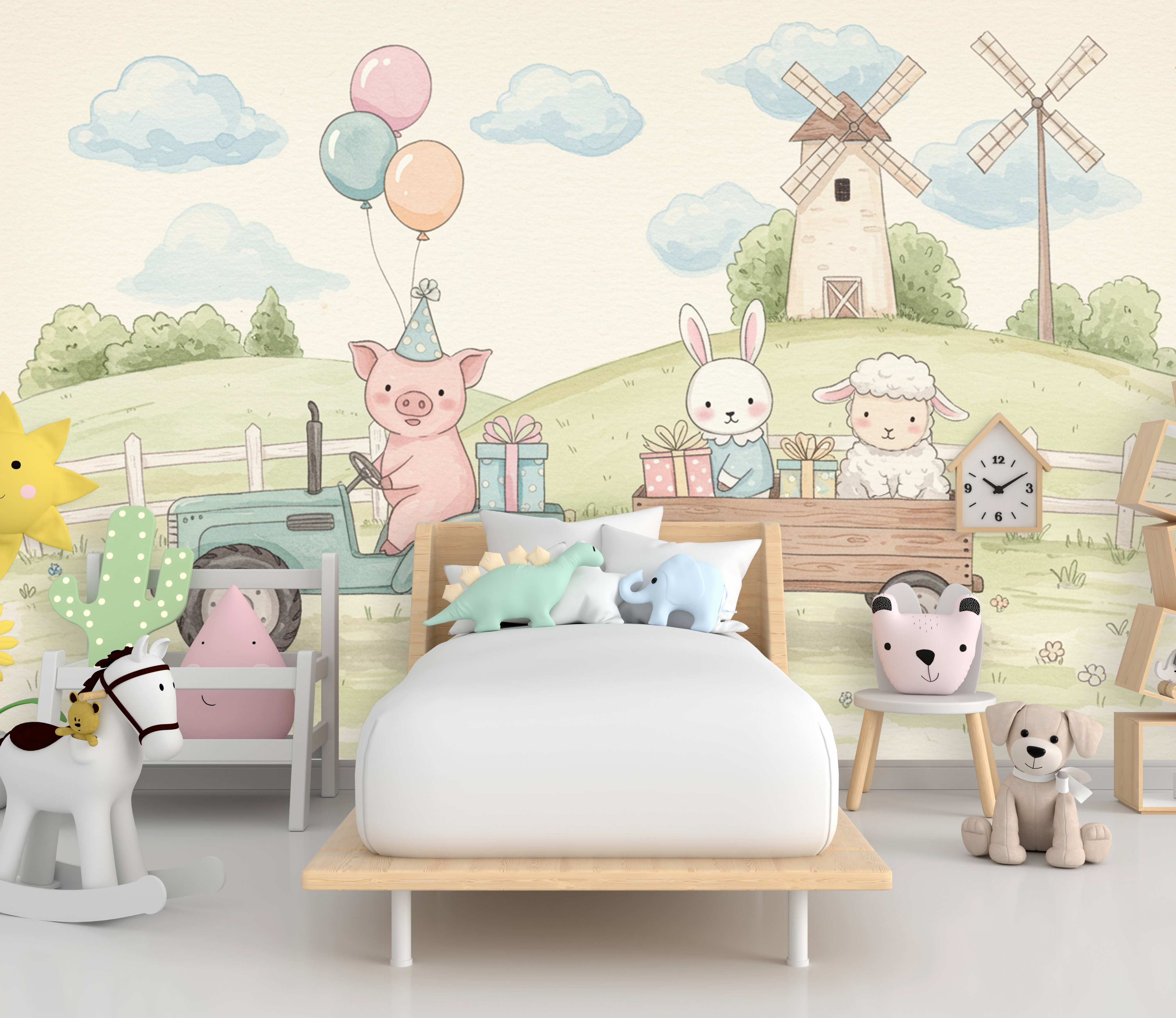 Harper Orchard Whimsical Farm Parade Kids Wallpaper | Baby Animals In ...