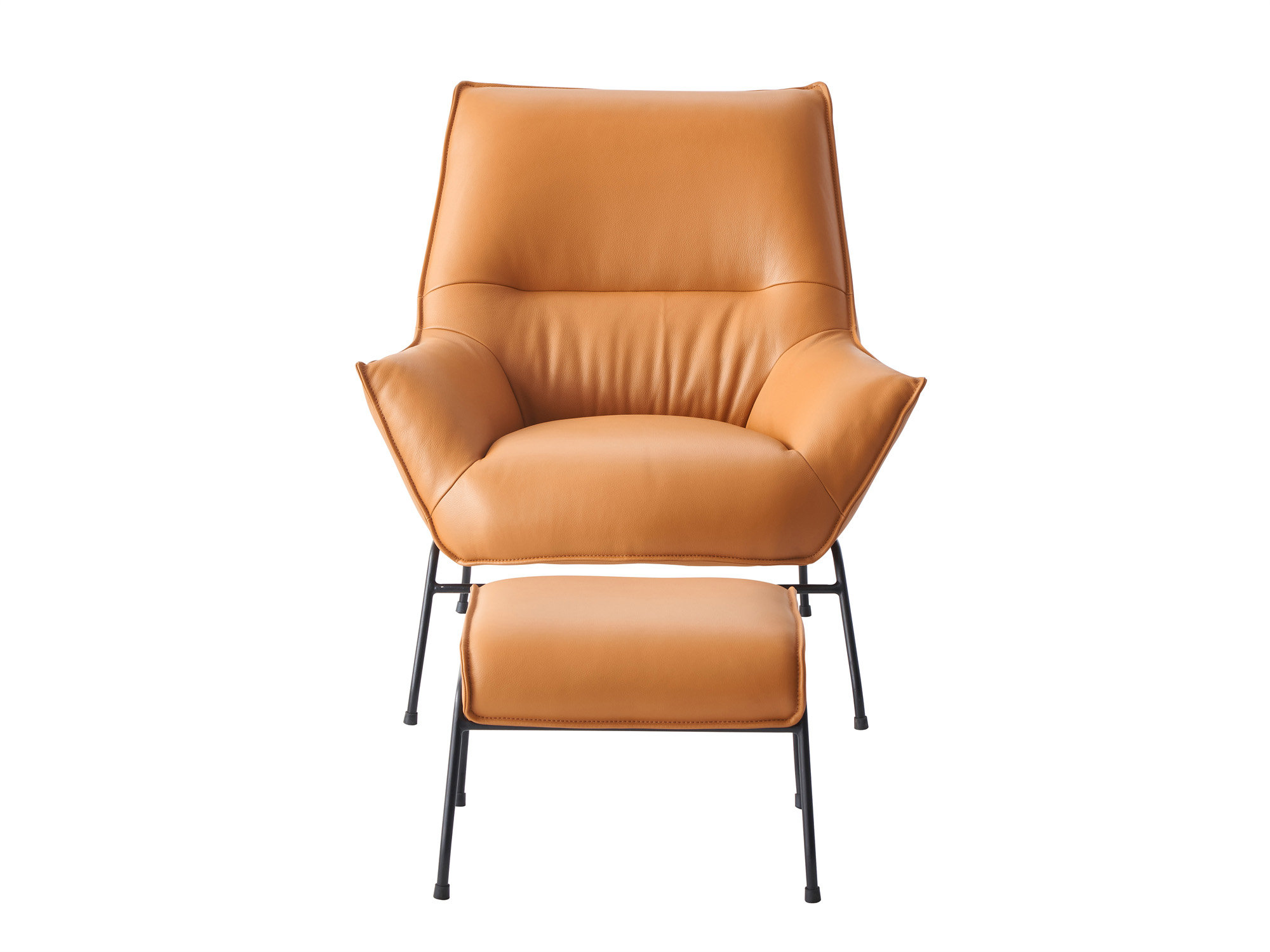 George Oliver Zusa Khaki Top Grain Leather Accent Chair & Ottoman | Wayfair