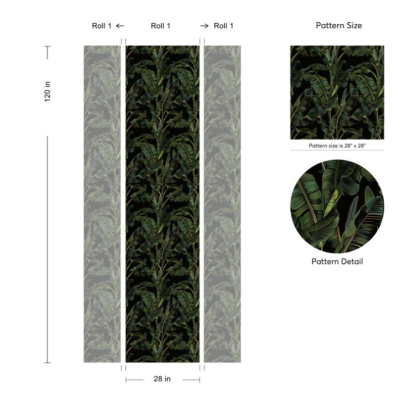 Lark Manor™ Banana Leaves Wallpaper Bryelle Peel & Stick Tropical ...