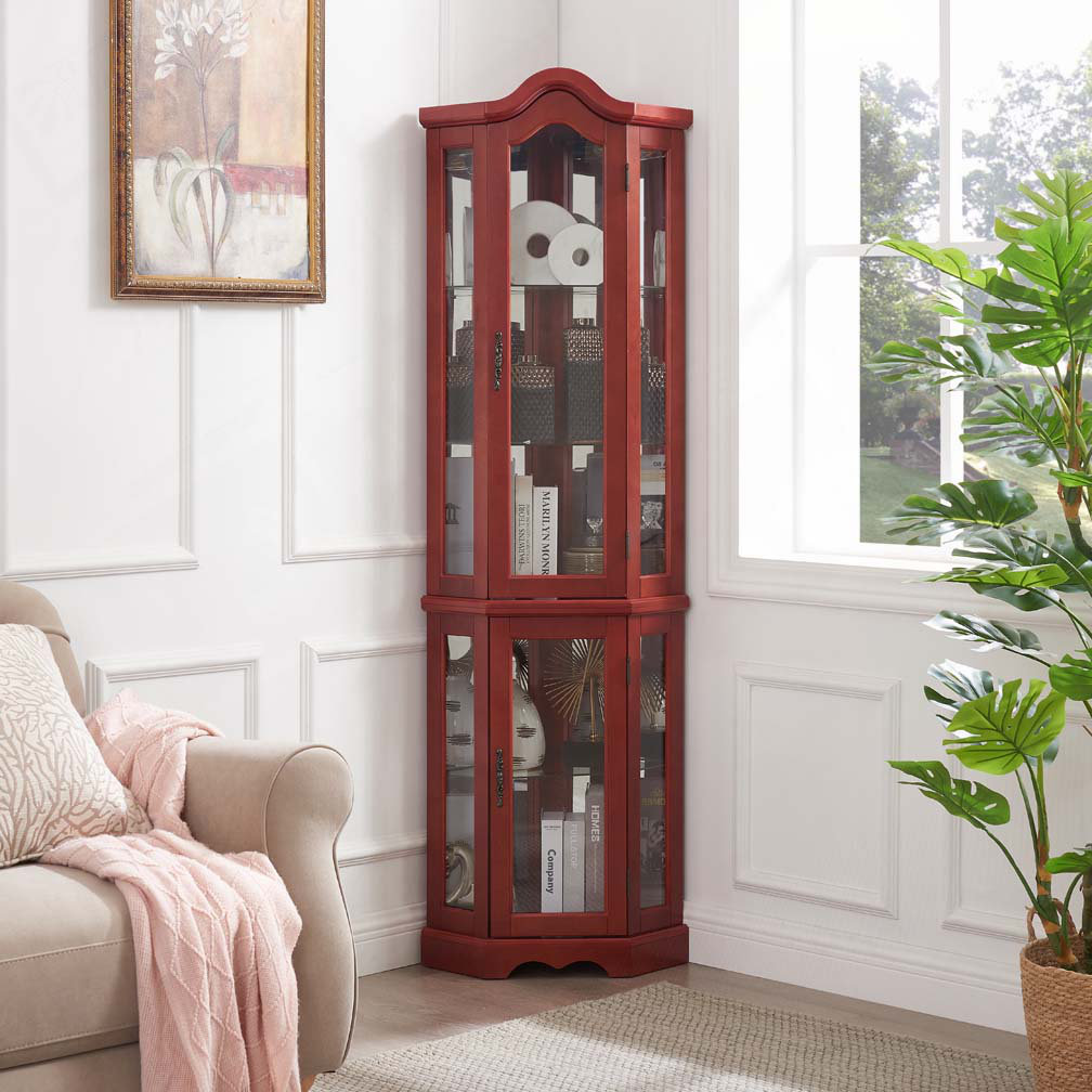 Lark Manor™ Corner Glass Display Cabinet with Adjustable Glass Shelves ...