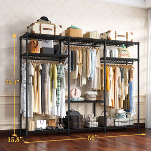 Rebrilliant Makella 75 "Metal Clothes Rack Heavy Duty Garment Rack ...