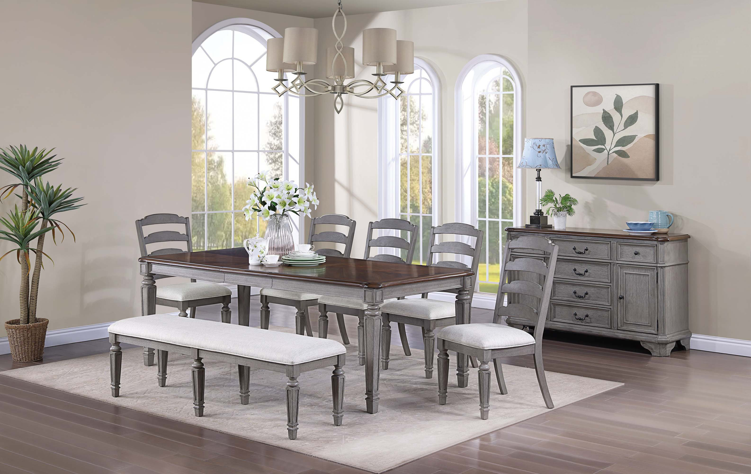 One Allium Way® Kitchen Contemporary 8Pc Dining Set Dining Table W Leaf ...
