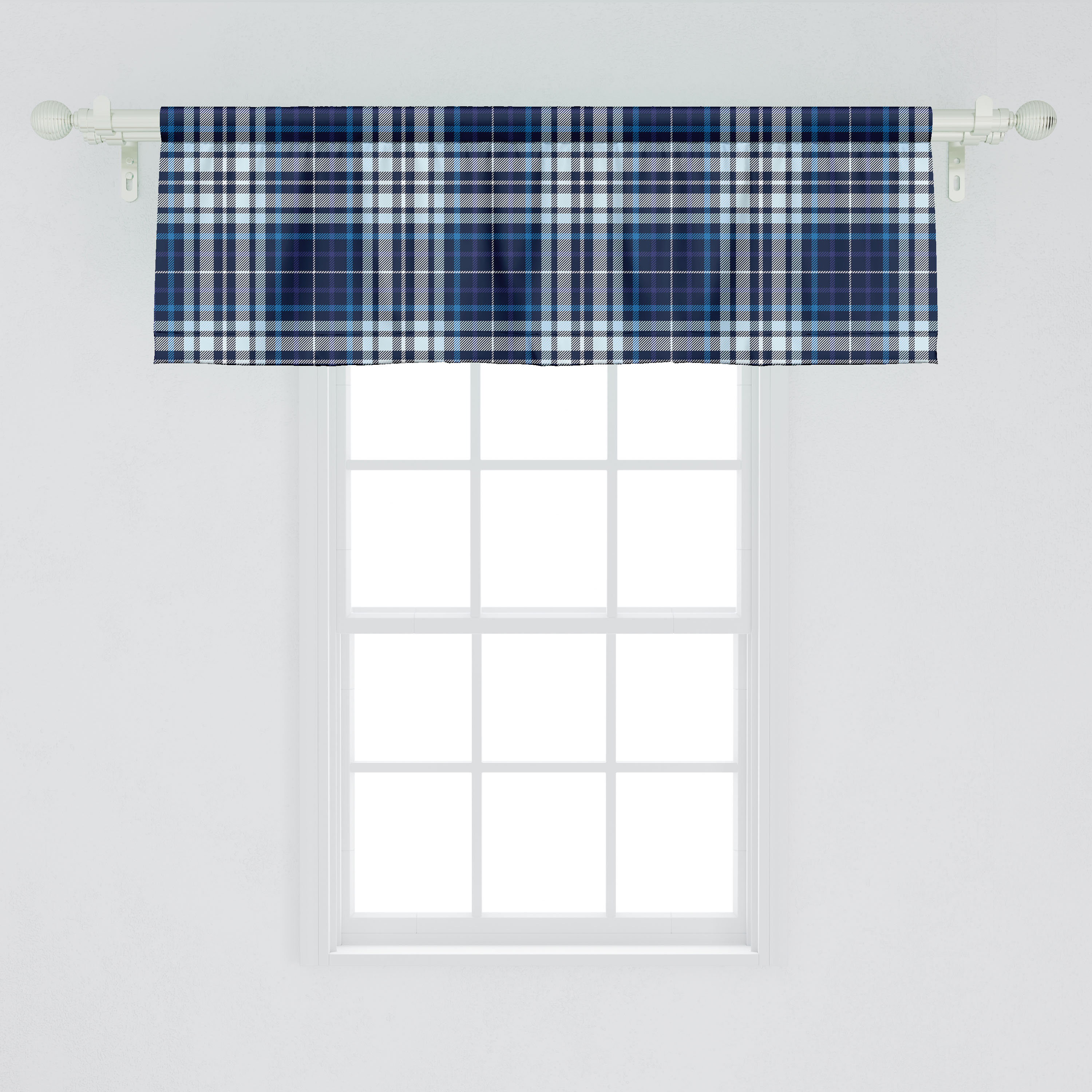Ambesonne Navy Plaid Valance Pack of 2 Striped Overlapped Motif Sea ...