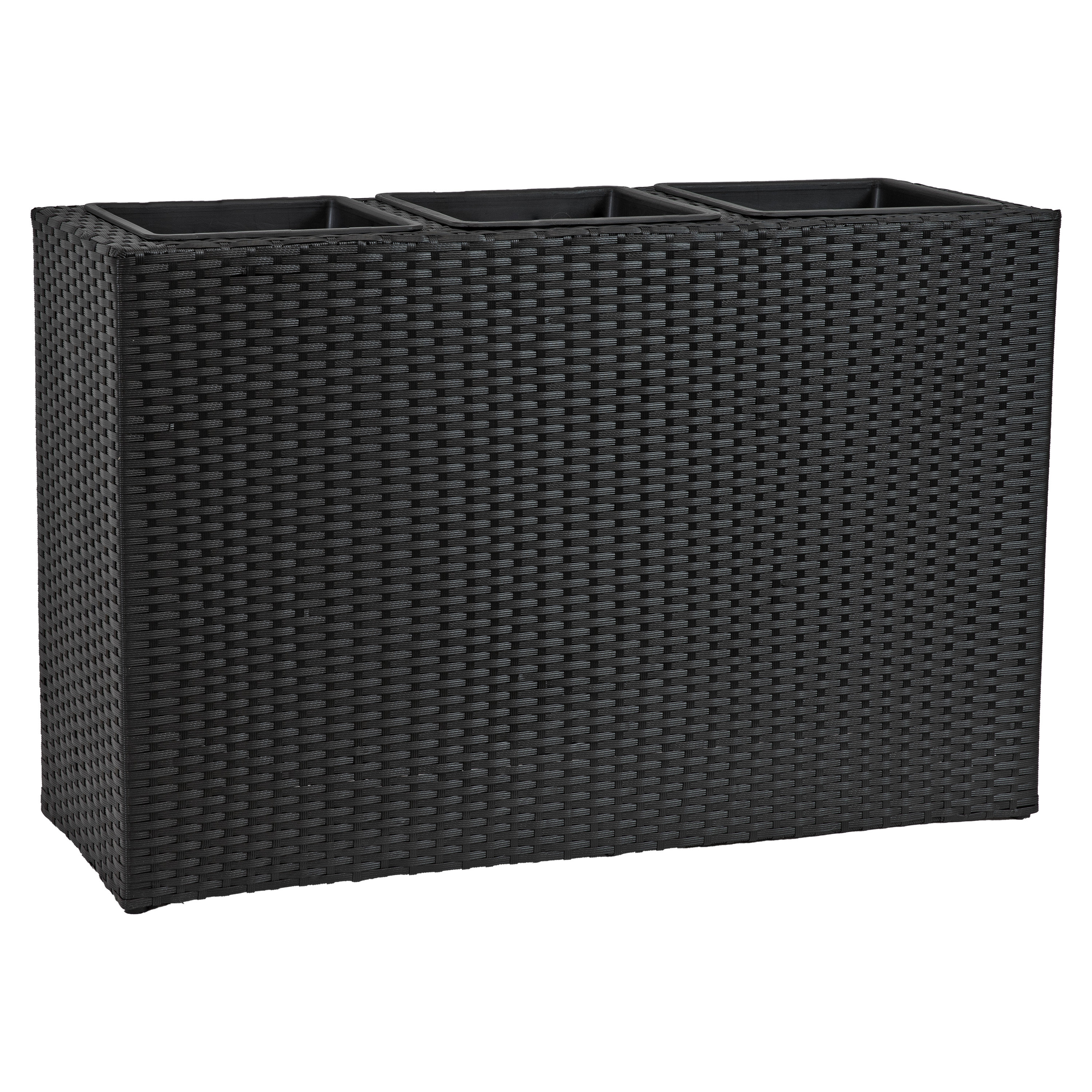 Arlmont & Co. 3-Section Wicker Planter Box - Black | Wayfair
