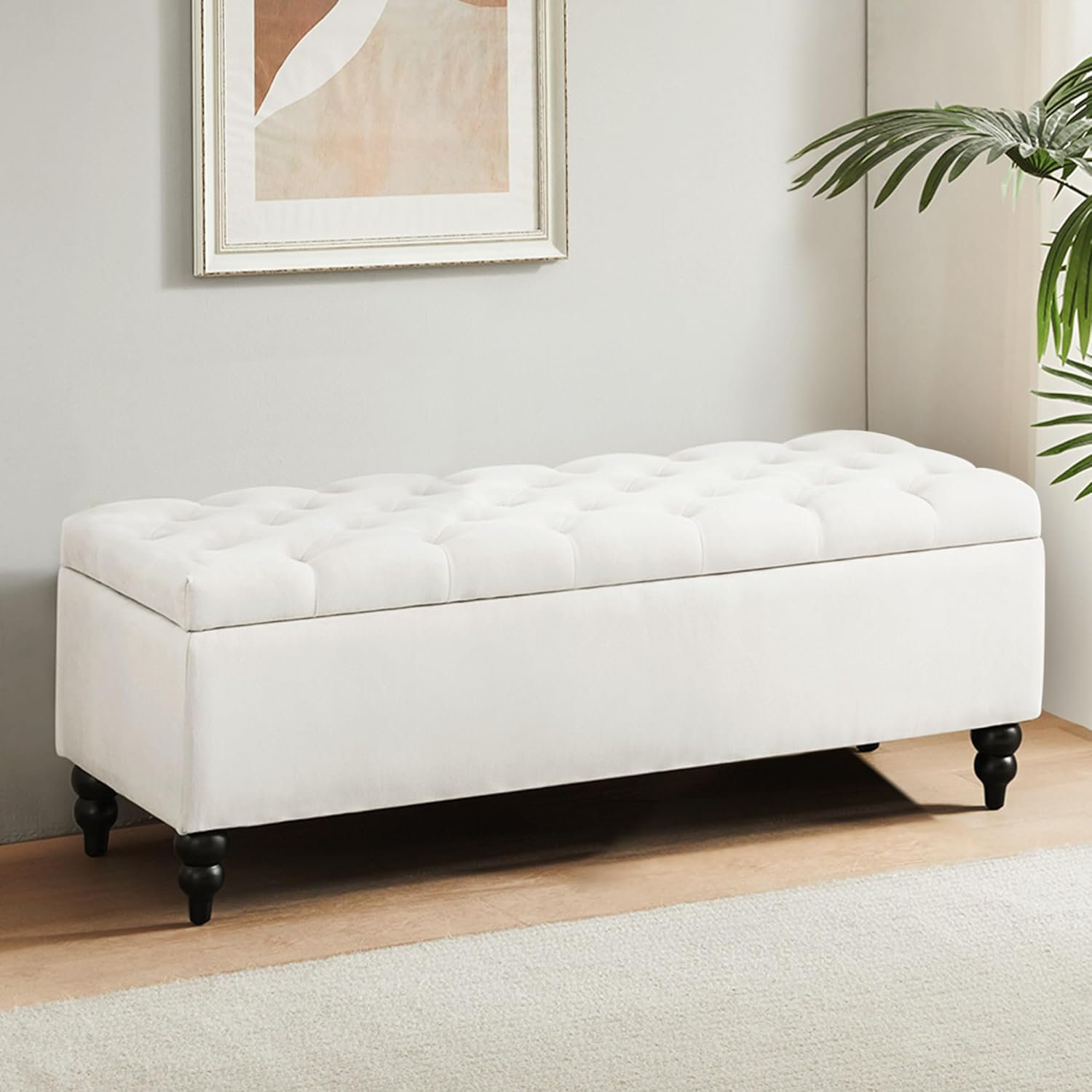 Darby Home Co Ottoman Bench 50.2 Inches, Upholstered End Of Bed Ottoman ...