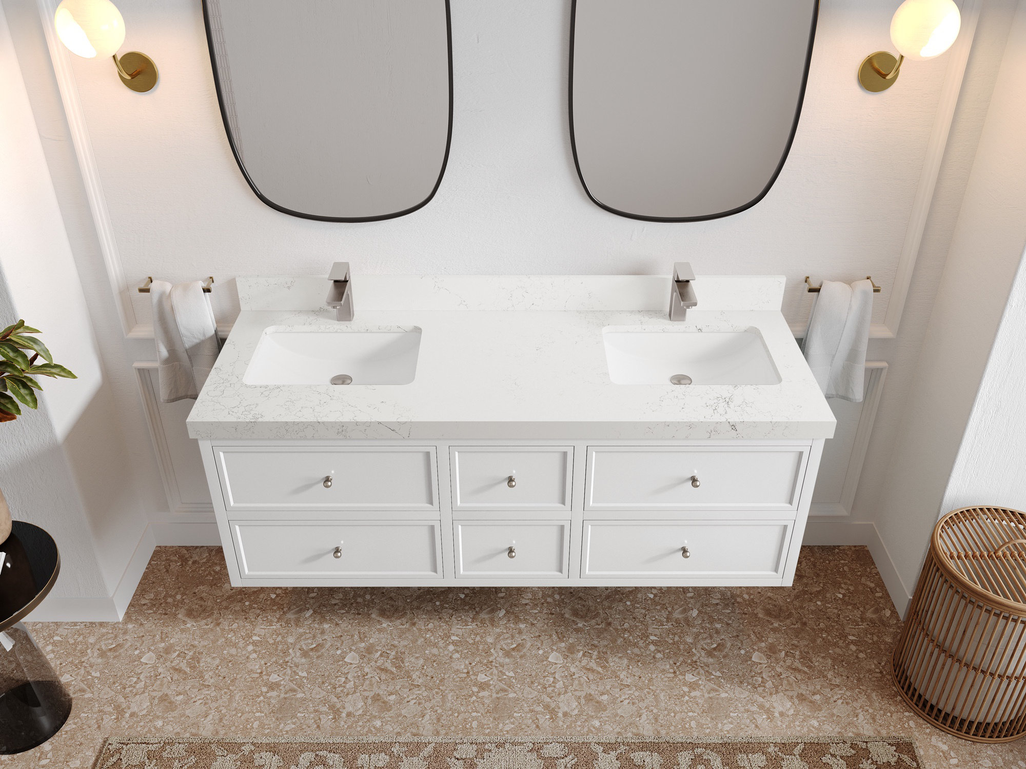 Willow Collections Roswell Floating 60'' Double Bathroom Vanity with ...