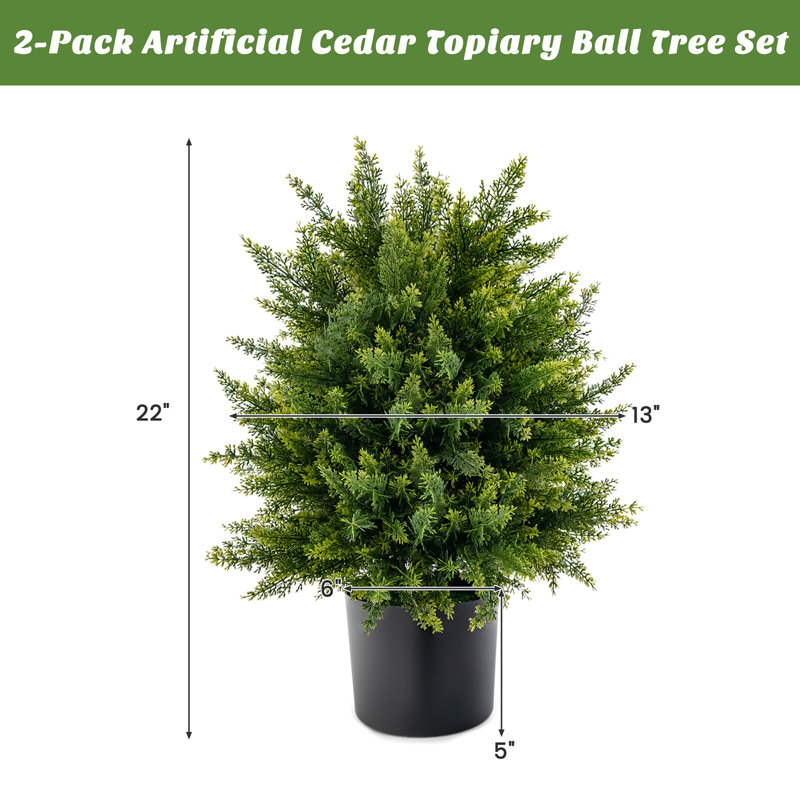 Freeport Park® 2 - Piece Artificial Cedar Tree in Pot Set & Reviews ...