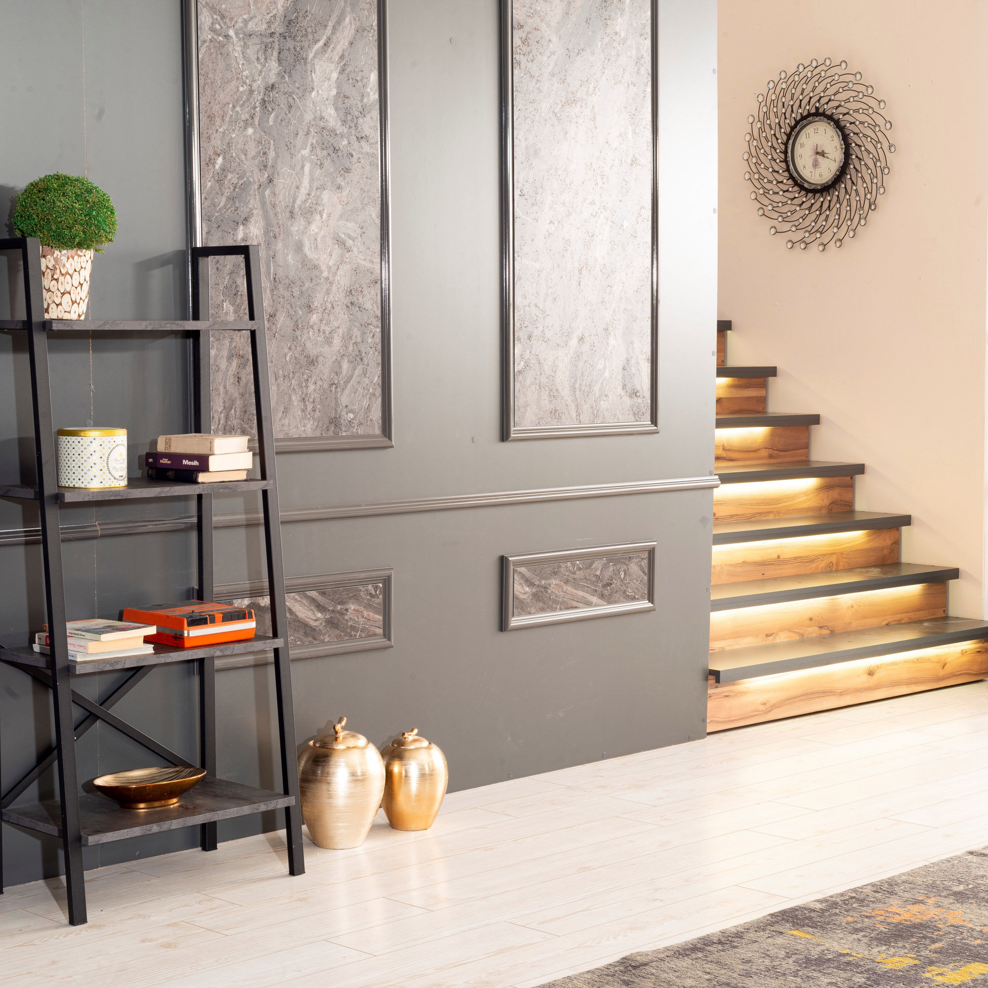 Latitude Run® Leon 5 Tier Modern Ladder Bookshelf Organizers, Metal ...