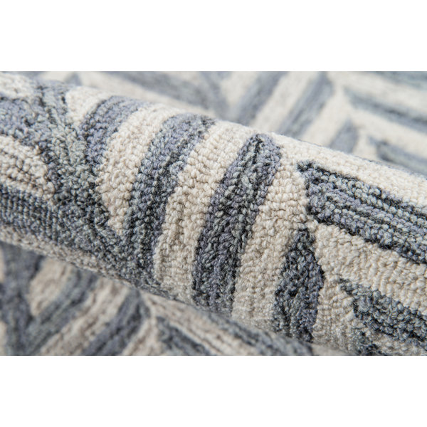 Ebern Designs Harmond Geometric Handmade Tufted Wool Gray Area Rug ...