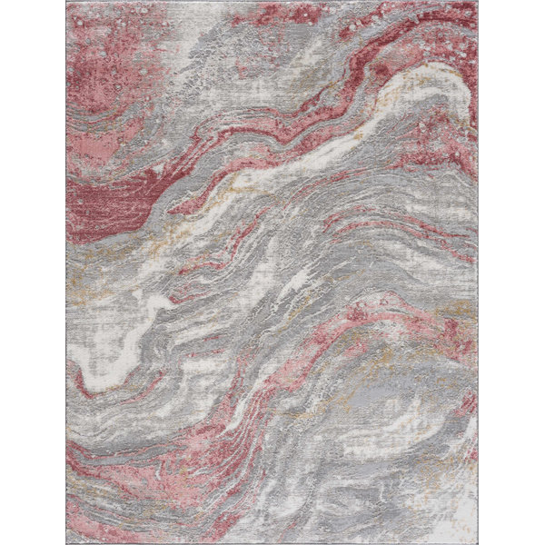 Wrought Studio Catalaya Abstract Design Modern Pink/Beige Area Rug ...