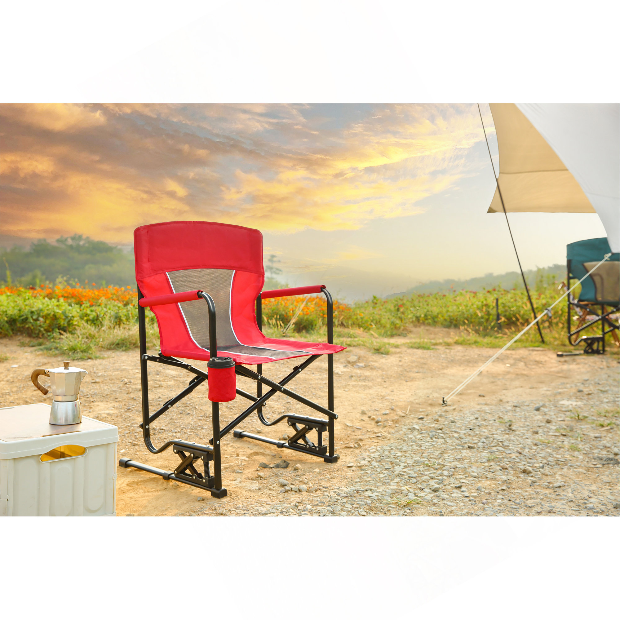 Arlmont & Co. Outdoor Freestyle Rocker Camping Chair Portable Folding ...