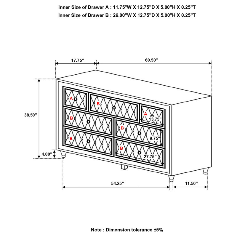 Willa Arlo™ Interiors Boykins 60.5'' W 7 Drawer Double Dresser | Wayfair