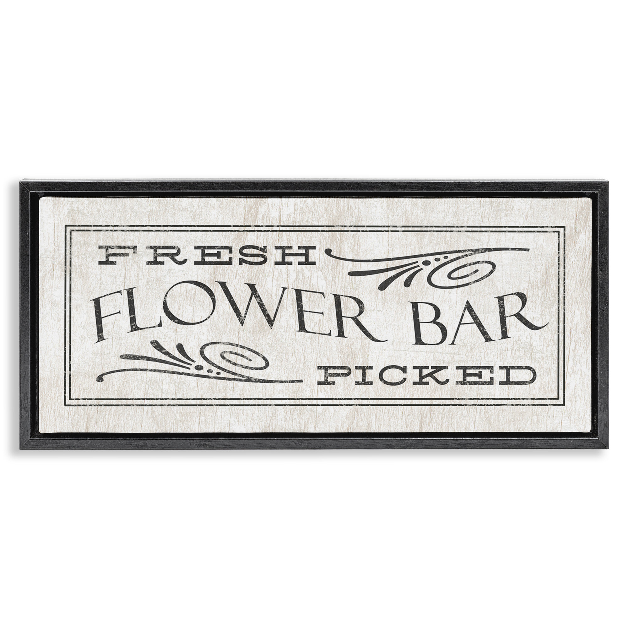Trinx Fresh Picked Flower Bar Sign Framed Floater Canvas Wall Art by ...