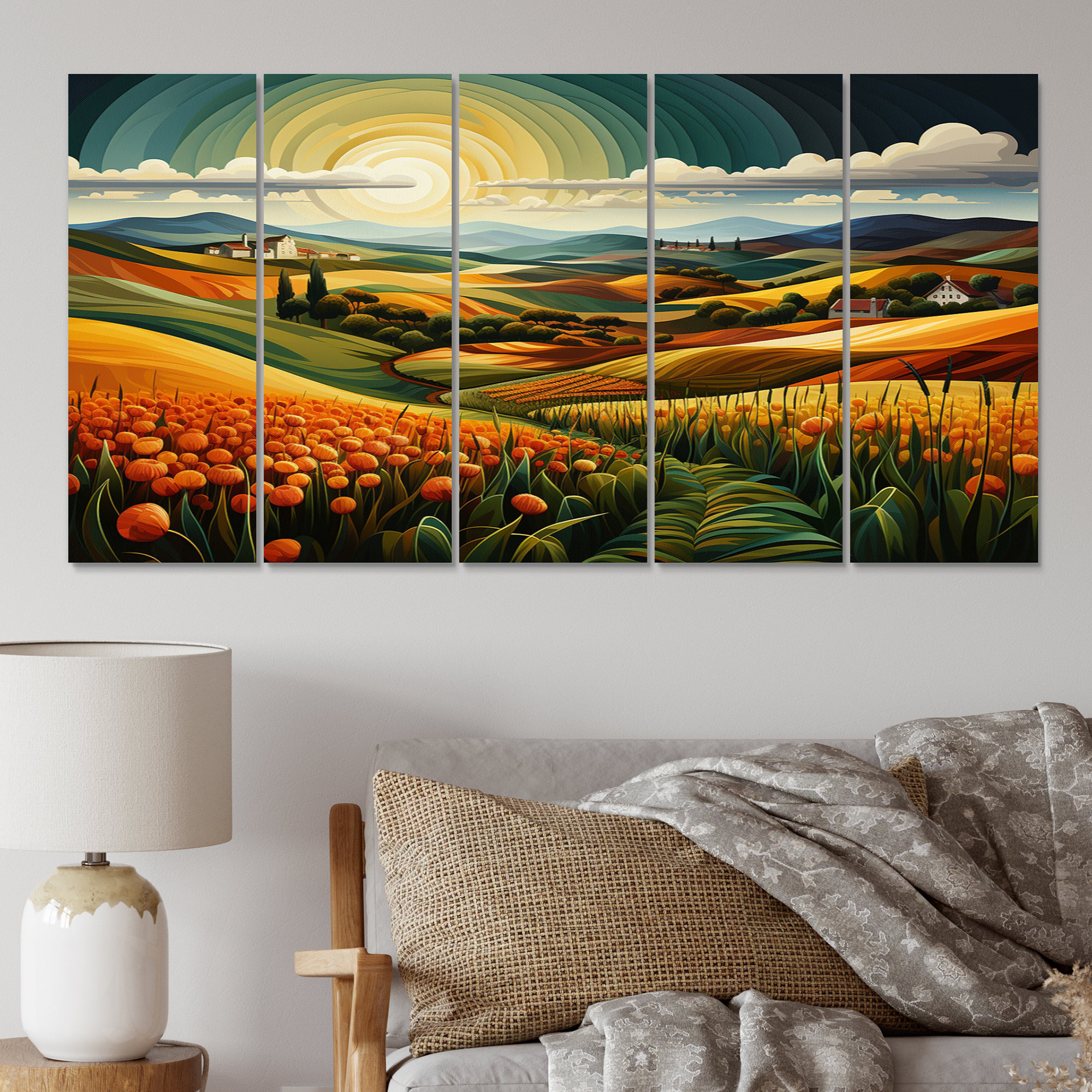 Design Art Countryside Geometric Plains II - Landscapes Metal Wall Art ...