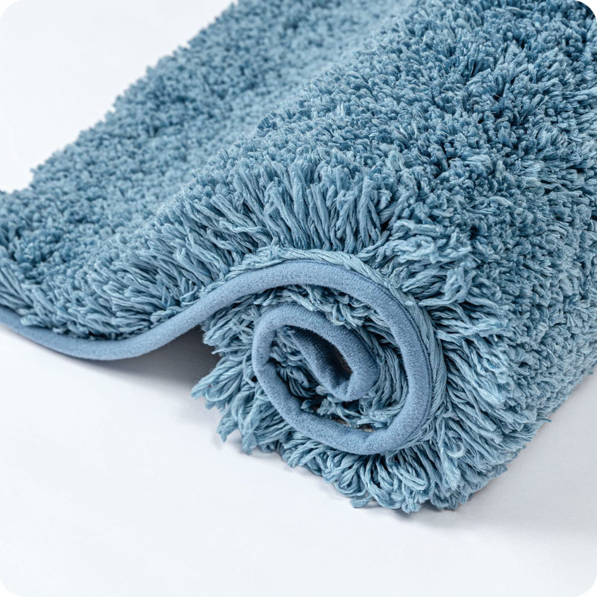 Everly Quinn Blue Bathroom Rug Mats Super Absorbent, Washable Bath Mat ...