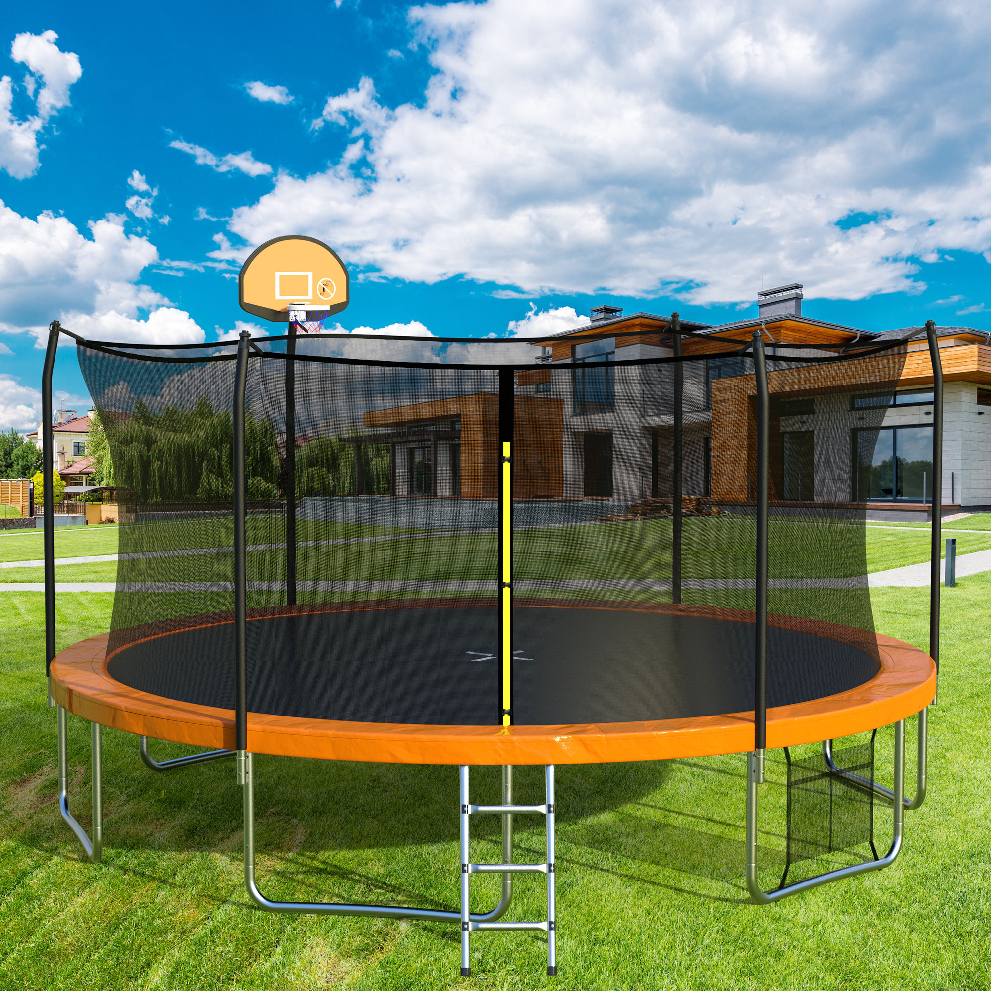 AOTOB Aotob 15' Round Backyard Trampoline with Safety Enclosure ...