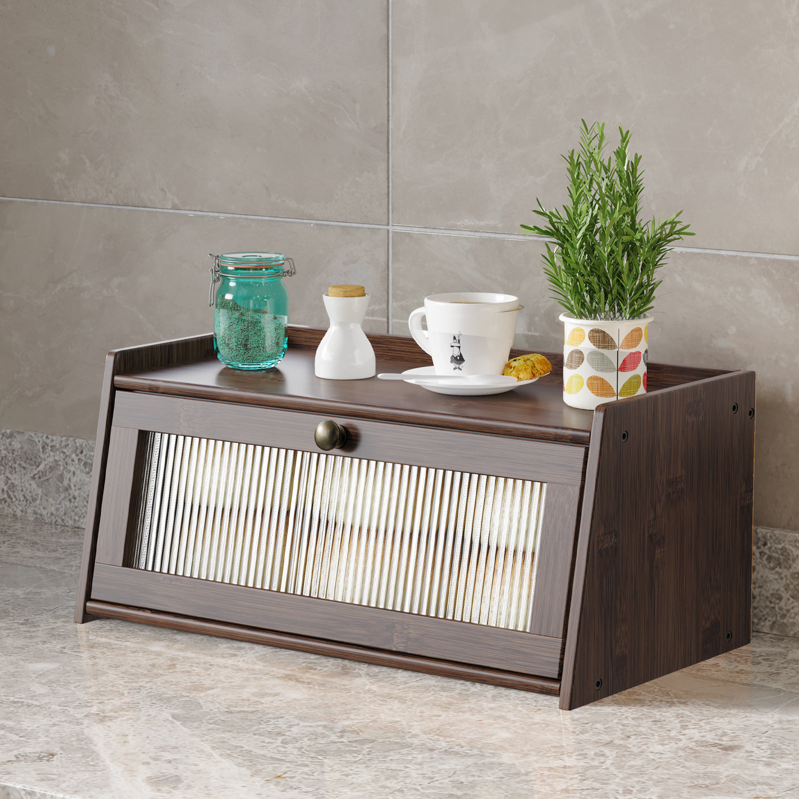 Latitude Run® Bamboo Food Storage Container Bread Box For Kitchen ...