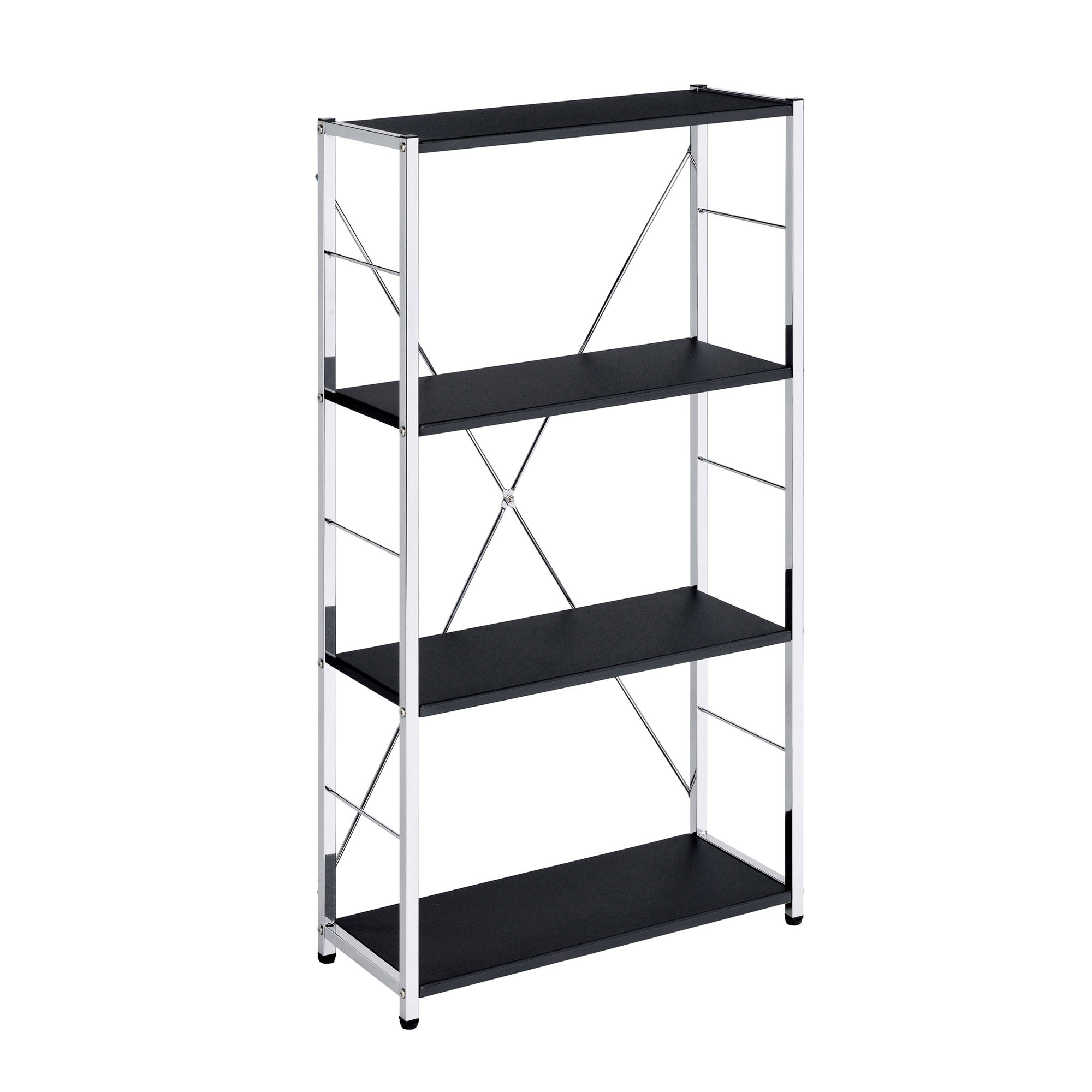 Wrought Studio Black and Chrome 4-Tier Rectangular Bookshelf - Wayfair ...