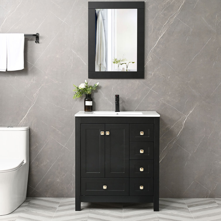 Lark Manor Wimer 30" Modern Single Bathroom Vanity Set with Ceramic ...