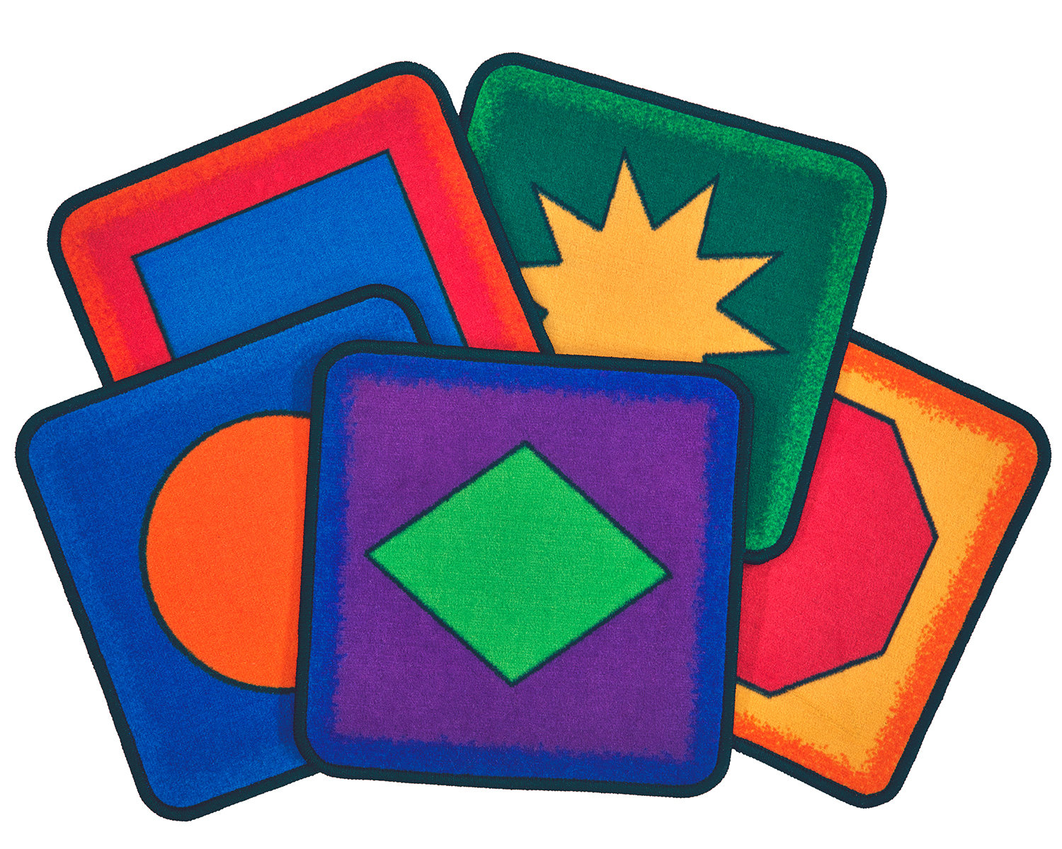 Carpets for Kids Simple Shapes Individual Seating Squares Tufted Multi ...