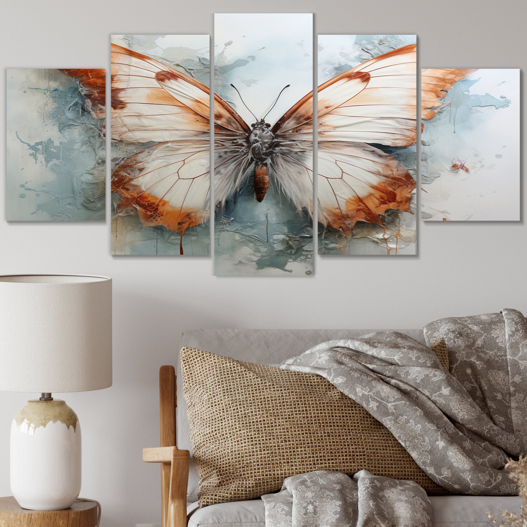 August Grove® Orange White Butterfly Butterflys Flight I - Animals Wall ...