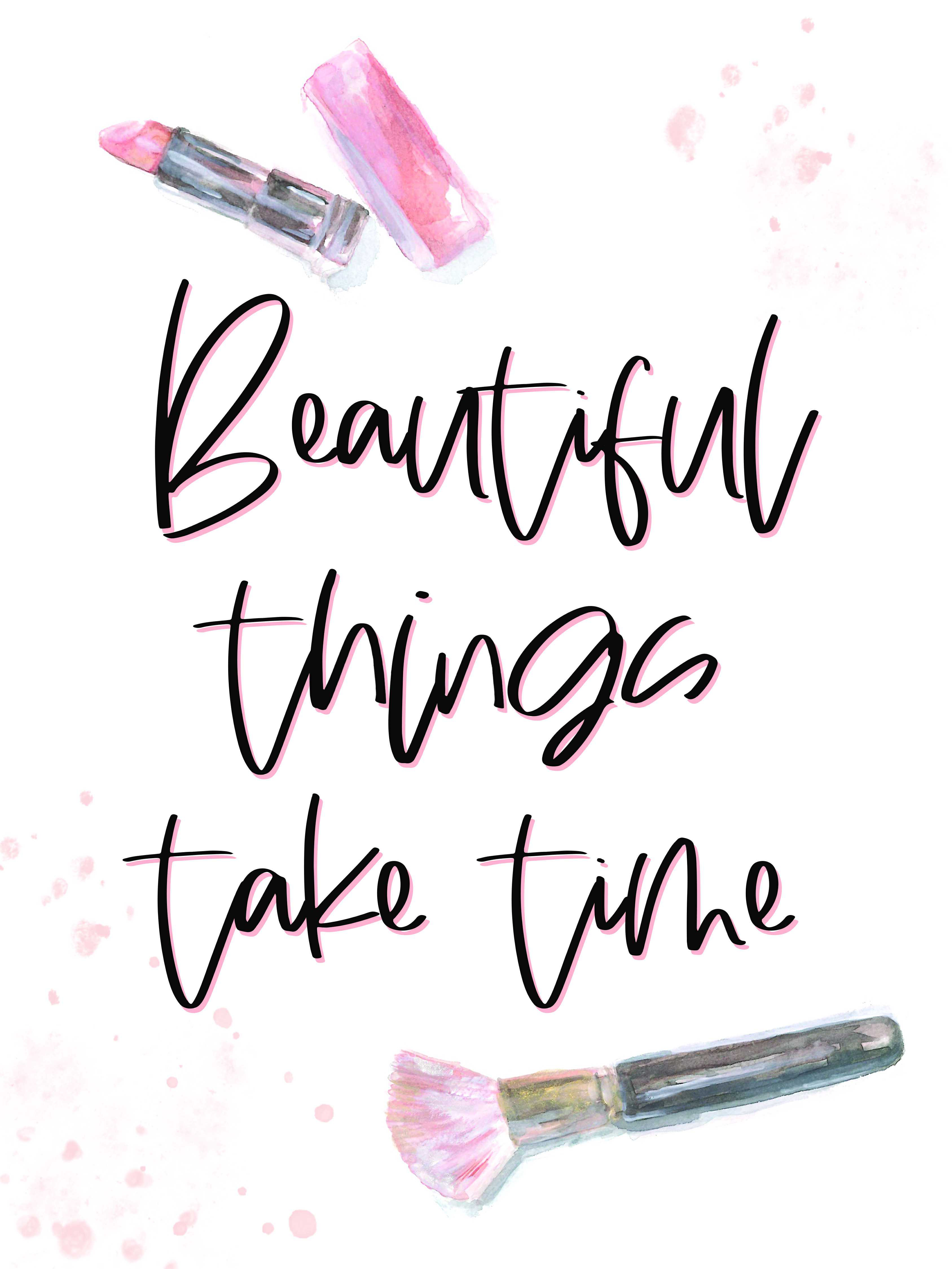 Trinx Beautiful Things Take Time Makeup And Splatter - Wrapped Canvas ...