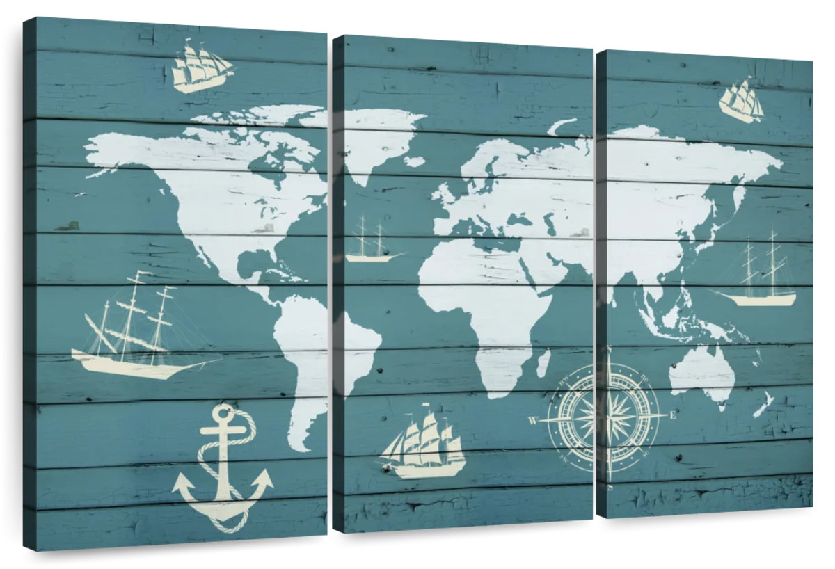 Elephant Stock Nautical World Map | Wayfair