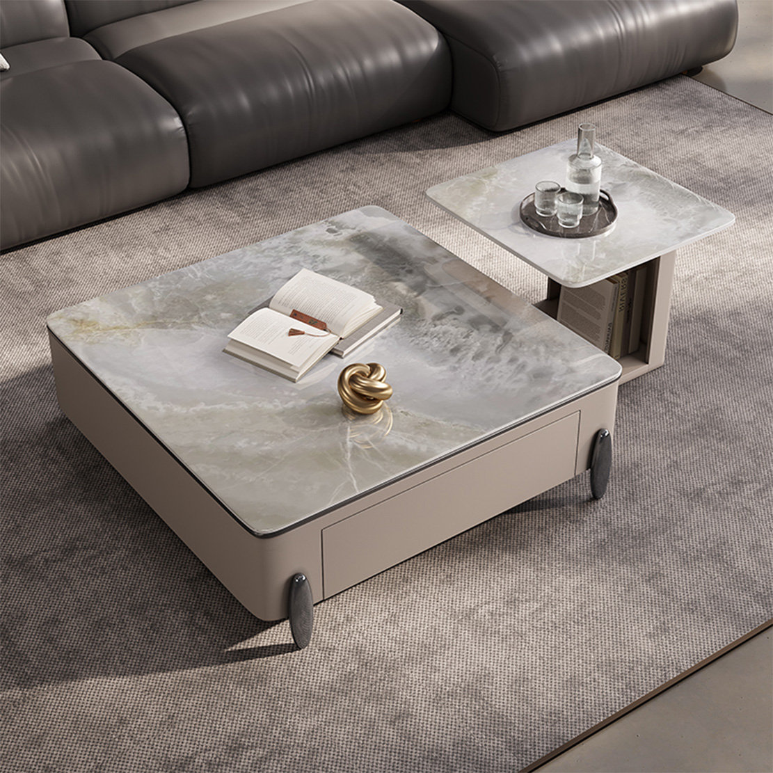The Invincibles home Simple square rock plate coffee table | Wayfair
